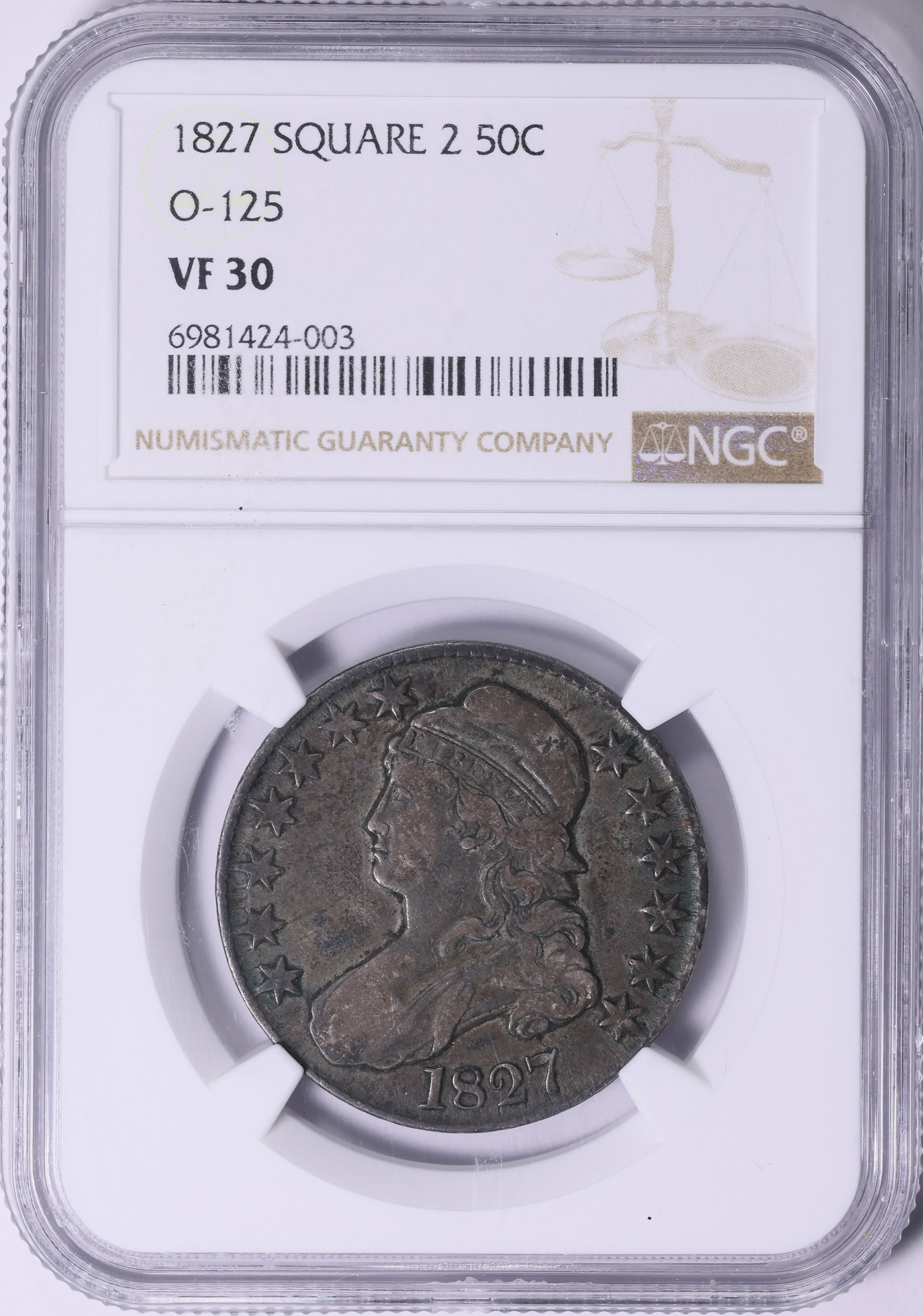 1827 Capped Bust Half Dollar Square Base 2 Overton 125 NGC VF-30 (Item ...