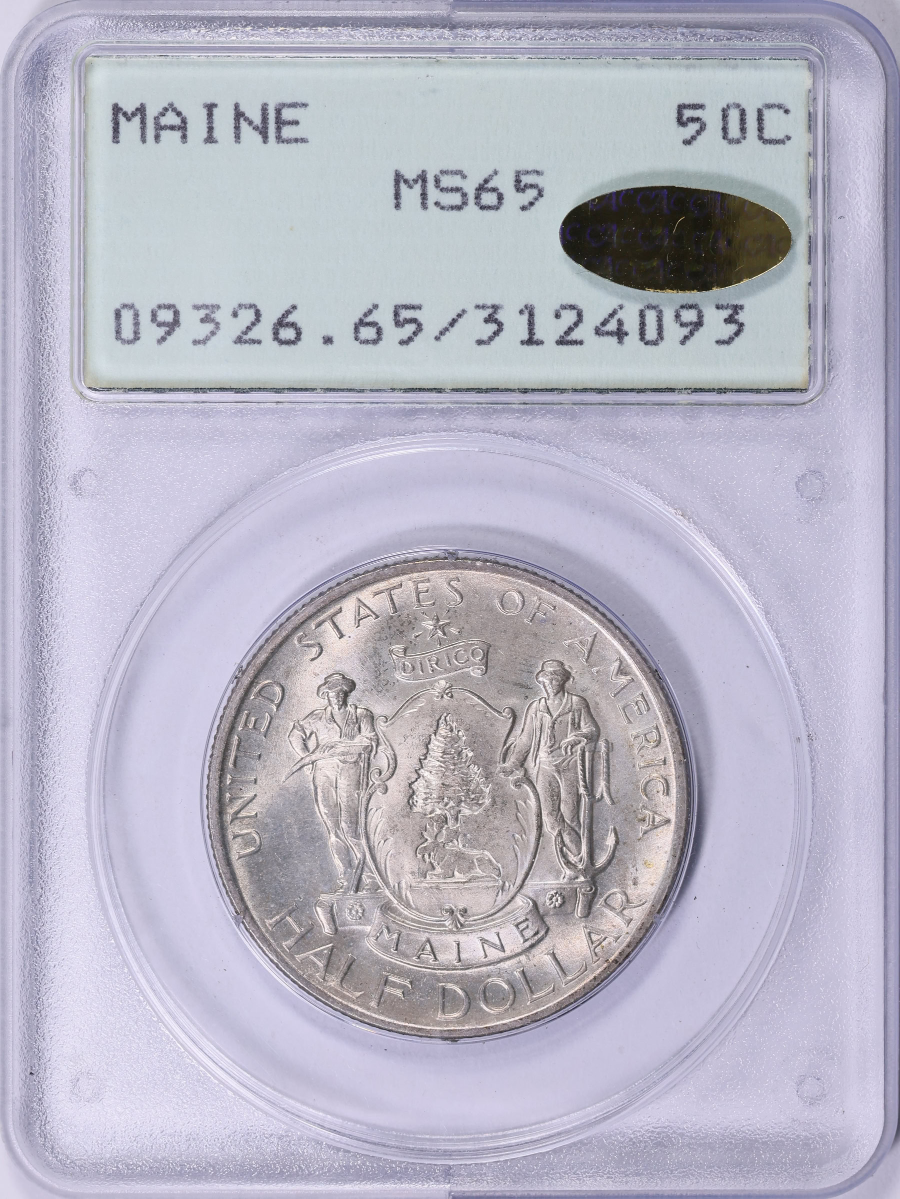 1920 Maine Centennial Half Dollar PCGS MS-65 (CAC Gold) OGH (1st Gen ...