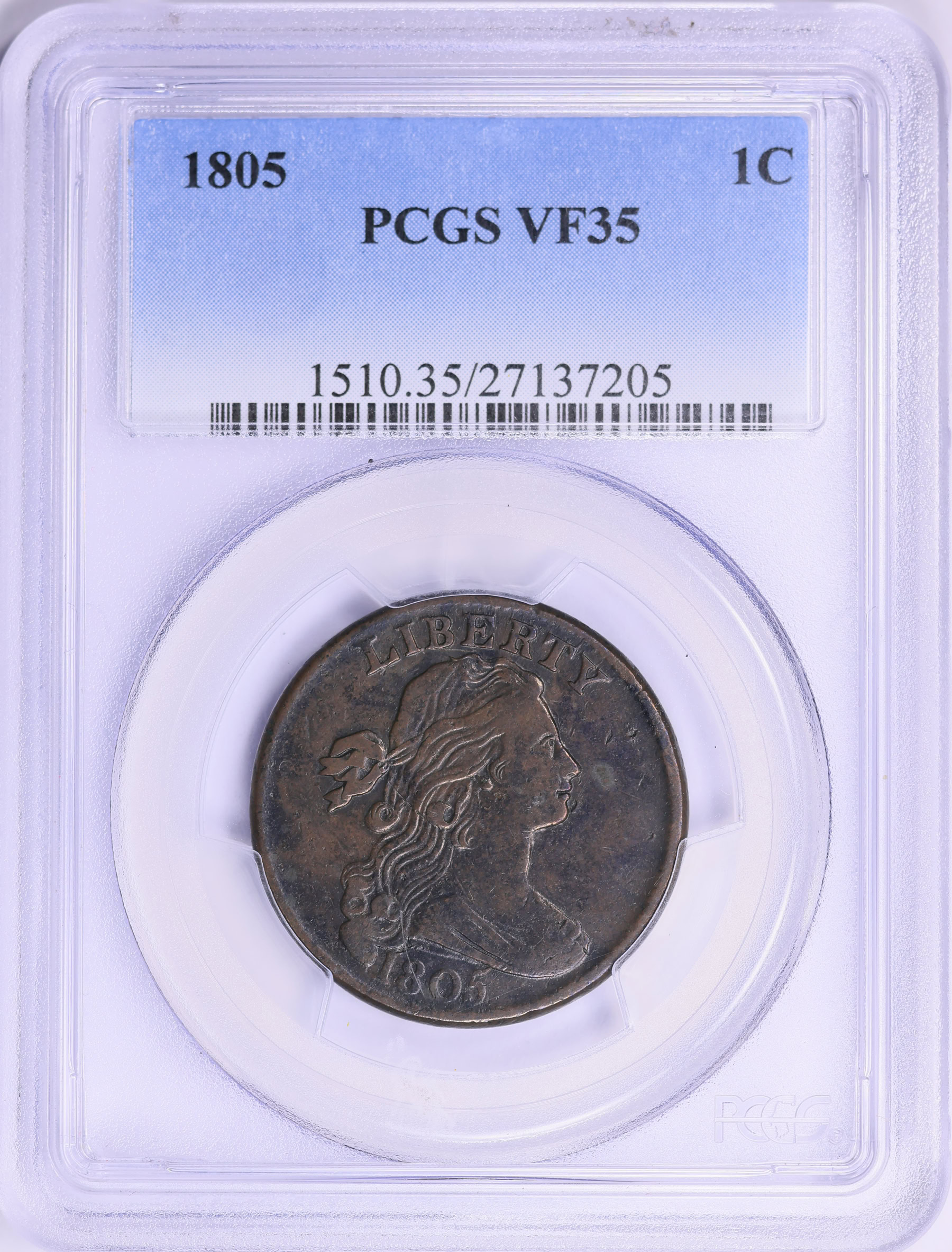 1805 Draped Bust Cent PCGS VF-35 BN (Item 1981871) | GreatCollections ...