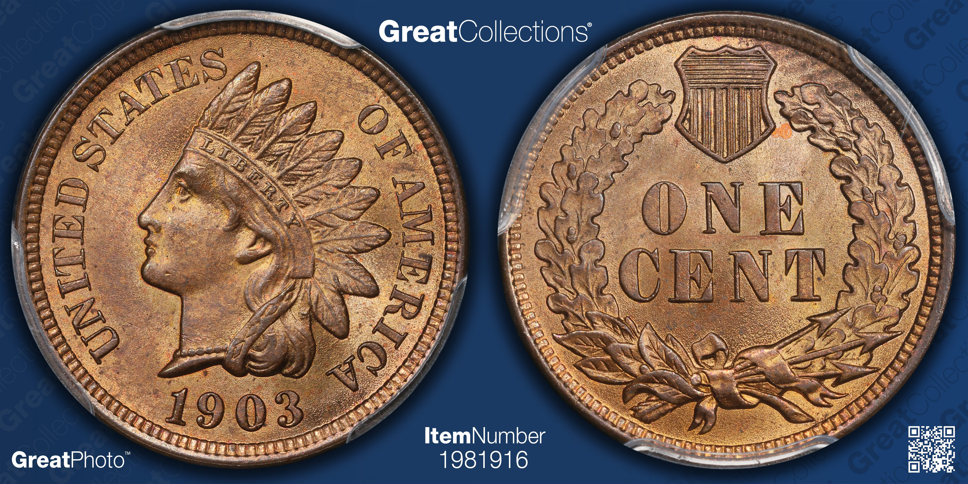 1903 Indian Cent PCGS MS-64 RB (Item 1981916) | GreatCollections Coin ...