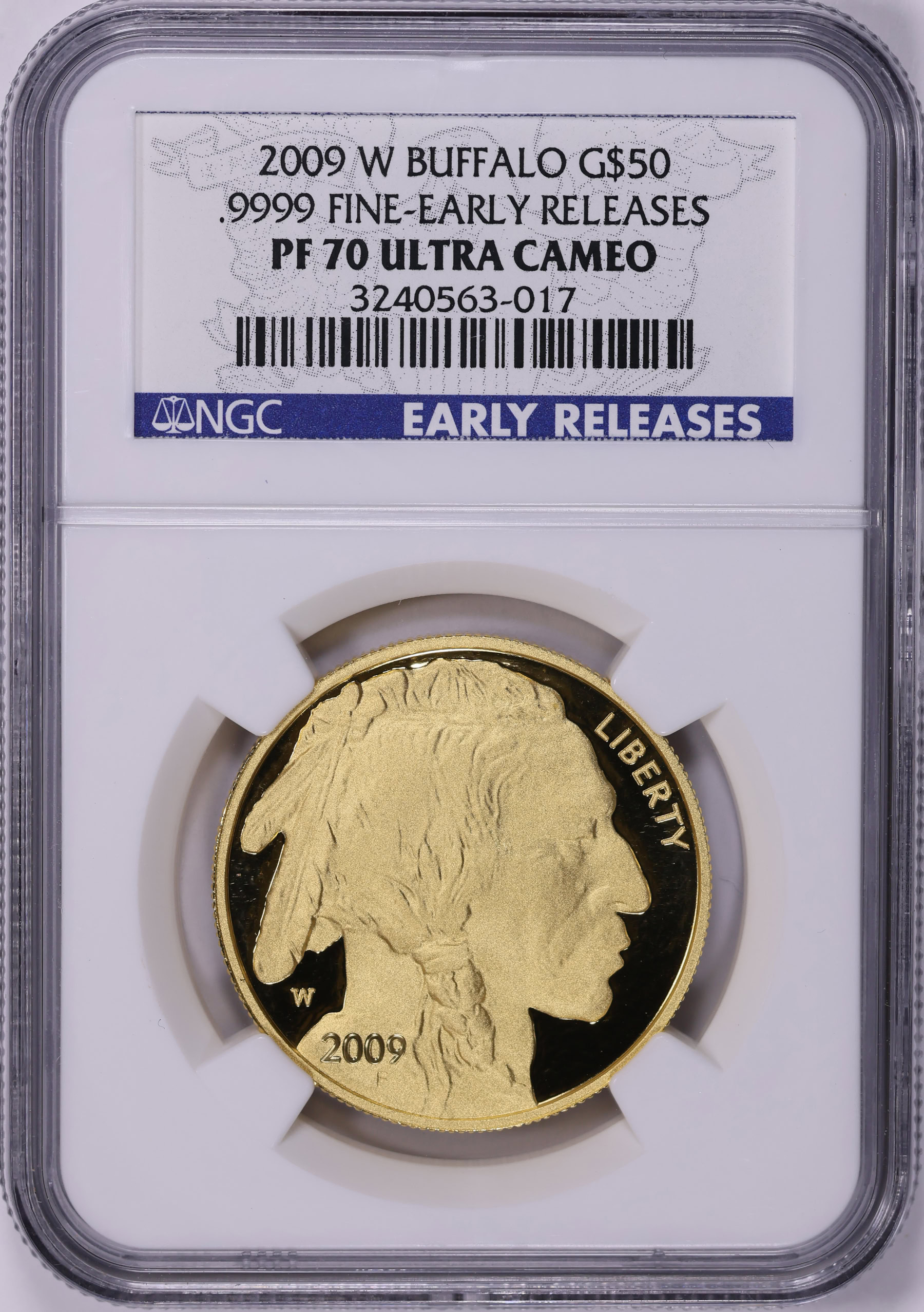 2009-W $50 One-Ounce Gold American Buffalo Early Releases NGC Proof-70 ...