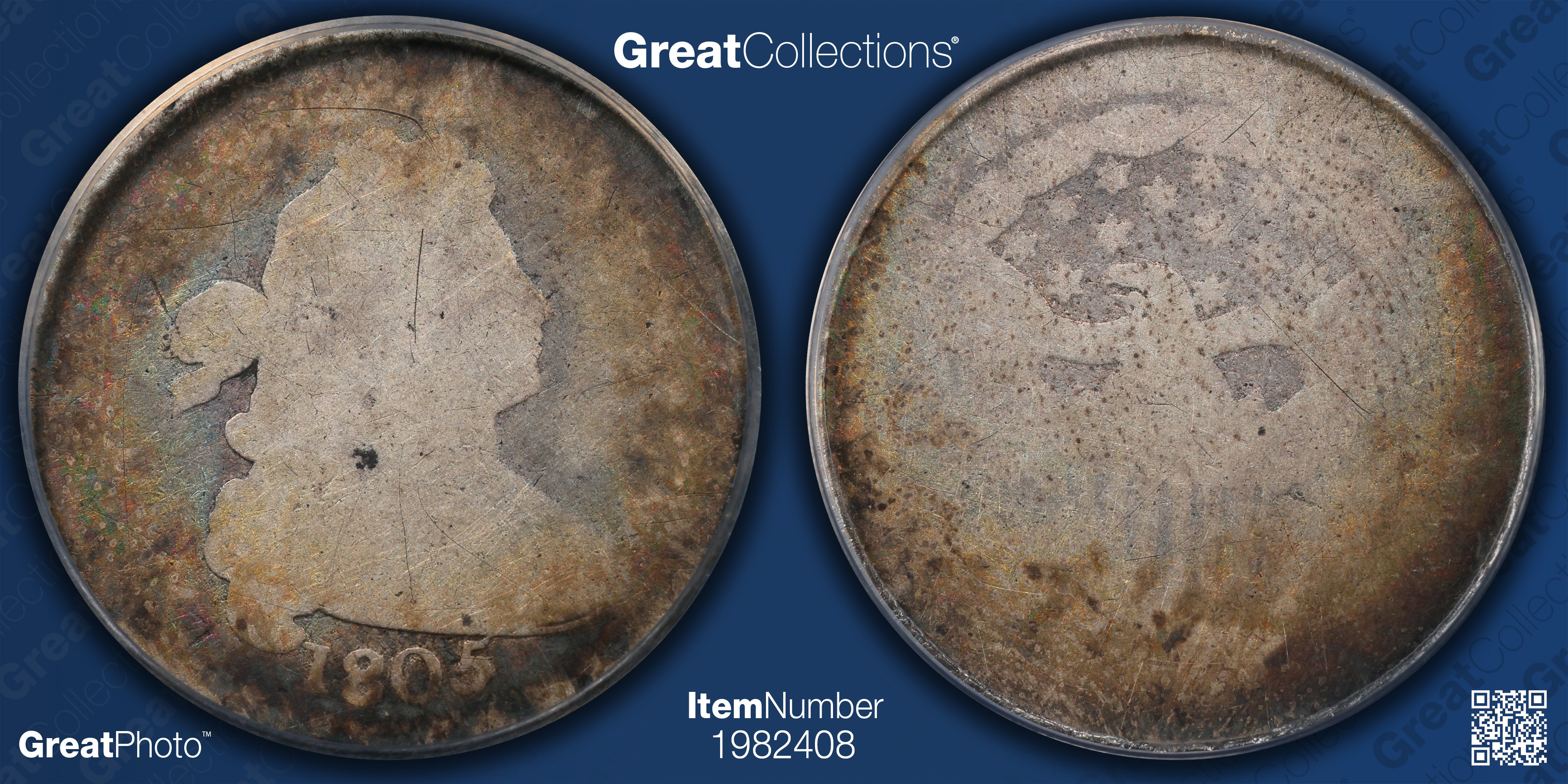 1805 Draped Bust Dime 4 Berries JR-2 ANACS FR-02 (Item 1982408 ...