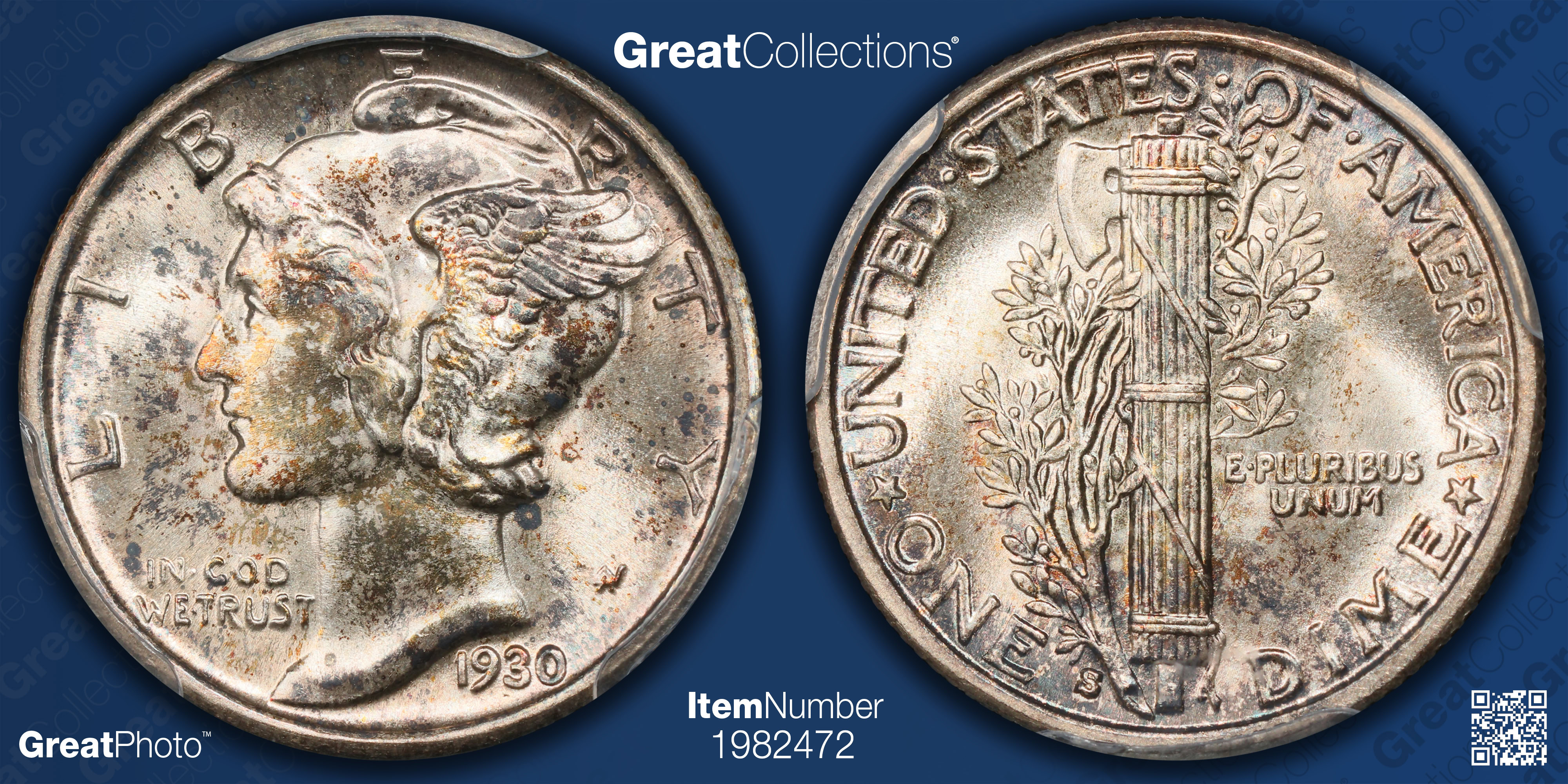 1930-S Mercury Dime PCGS MS-65 FB (Toned) (Item 1982472 ...