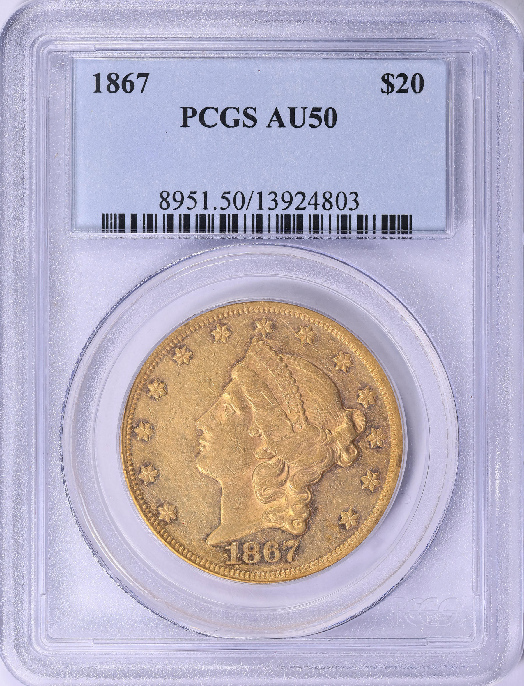 1867 Liberty Gold Double Eagle PCGS AU-50 (Item 1982553 ...