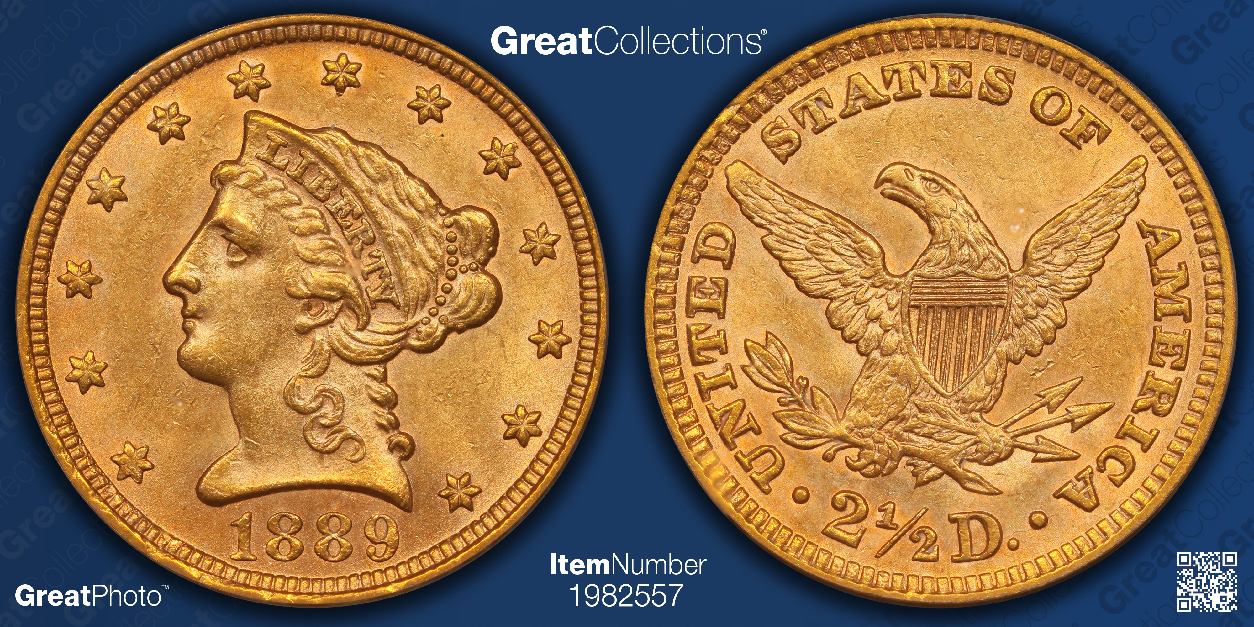 1889 Liberty Gold Quarter Eagle PCGS MS-62 OGH (Item 1982557 ...