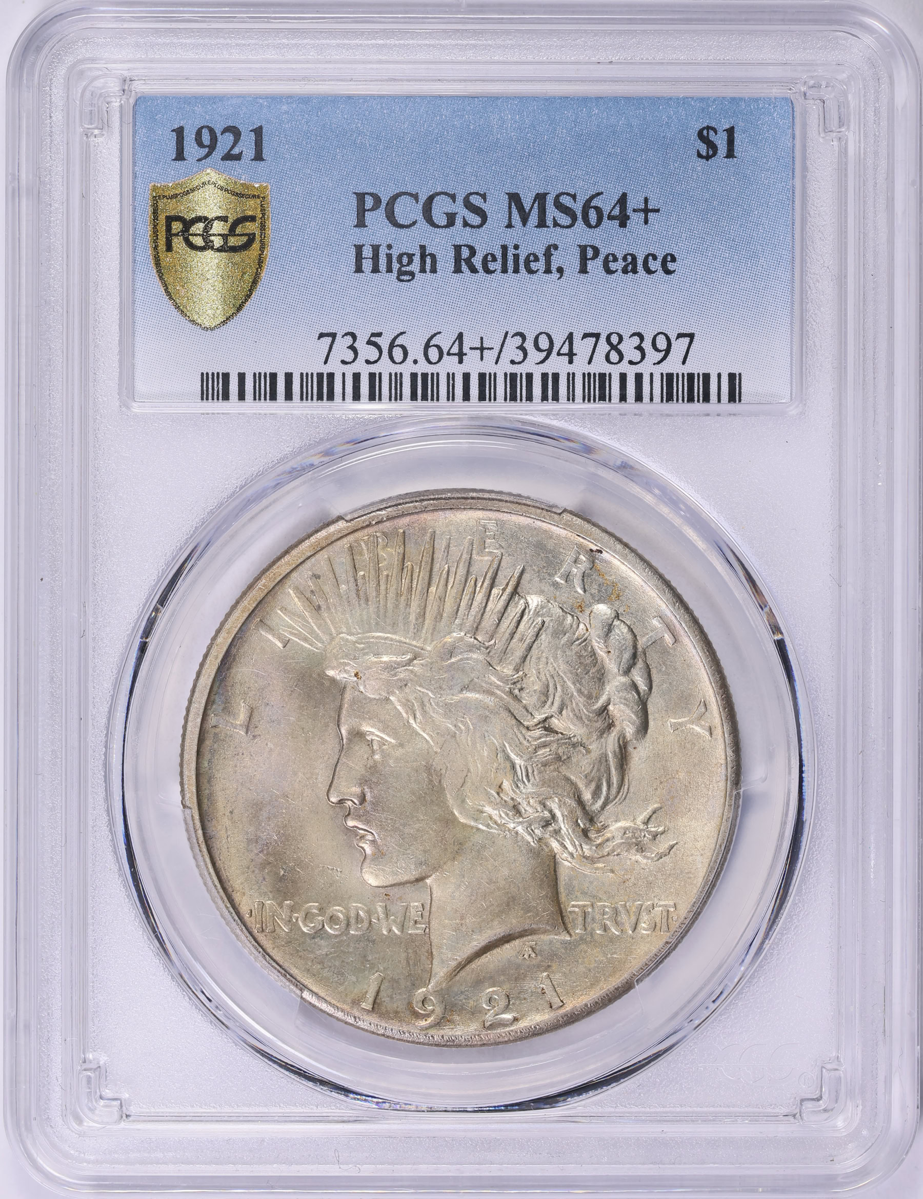 1921 Peace Silver Dollar High Relief PCGS MS-64+ (Toned) (Item 1982586 ...