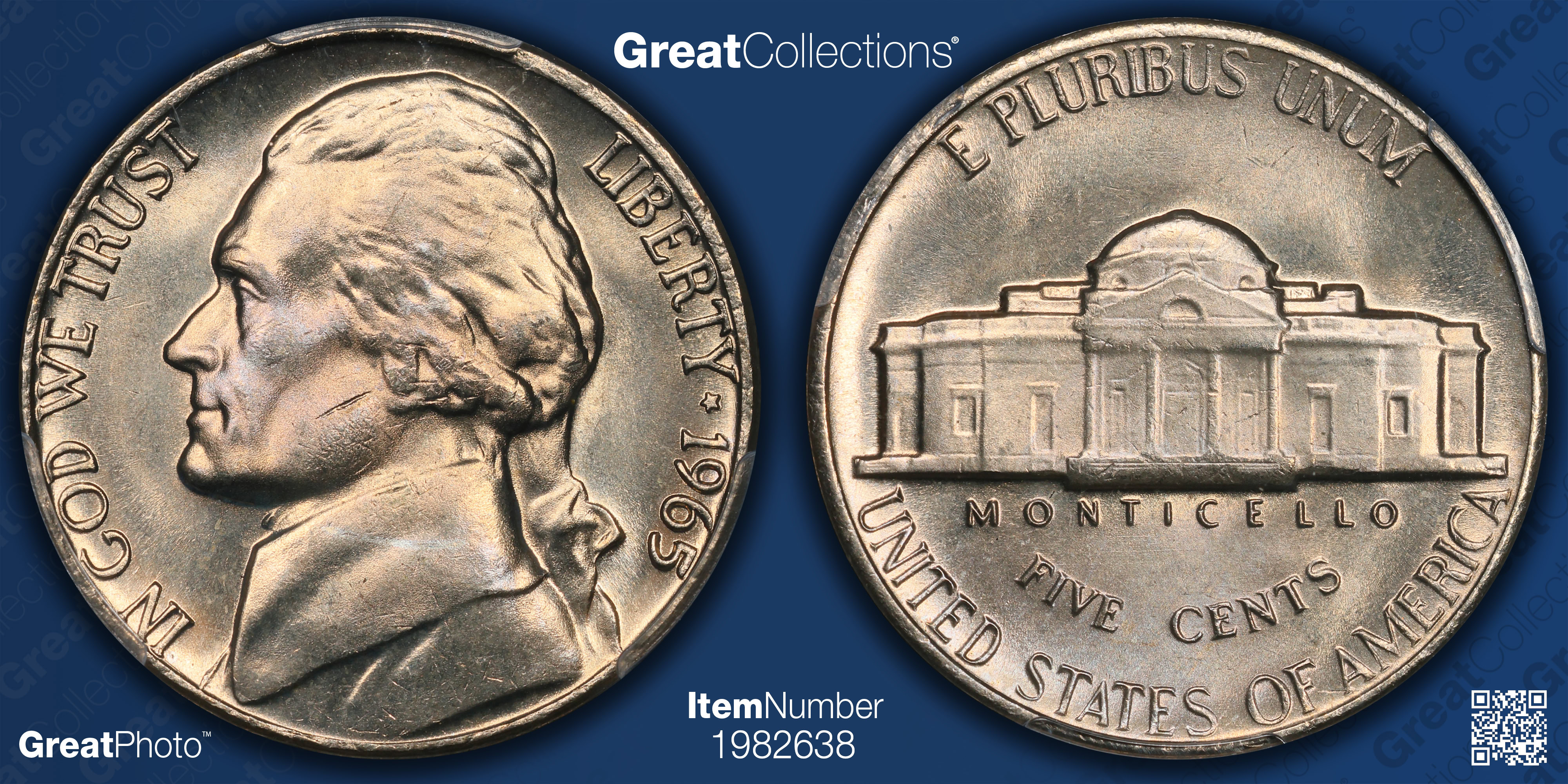 1965 Jefferson Nickel PCGS MS-66 (Item 1982638) | GreatCollections Coin ...