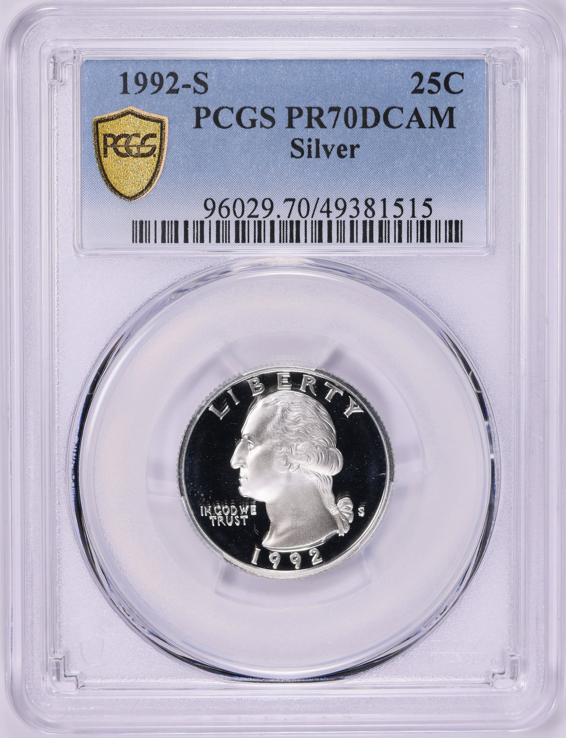 1992-S Washington Quarter Silver PCGS Proof-70 DCAM (Item 1982650 ...