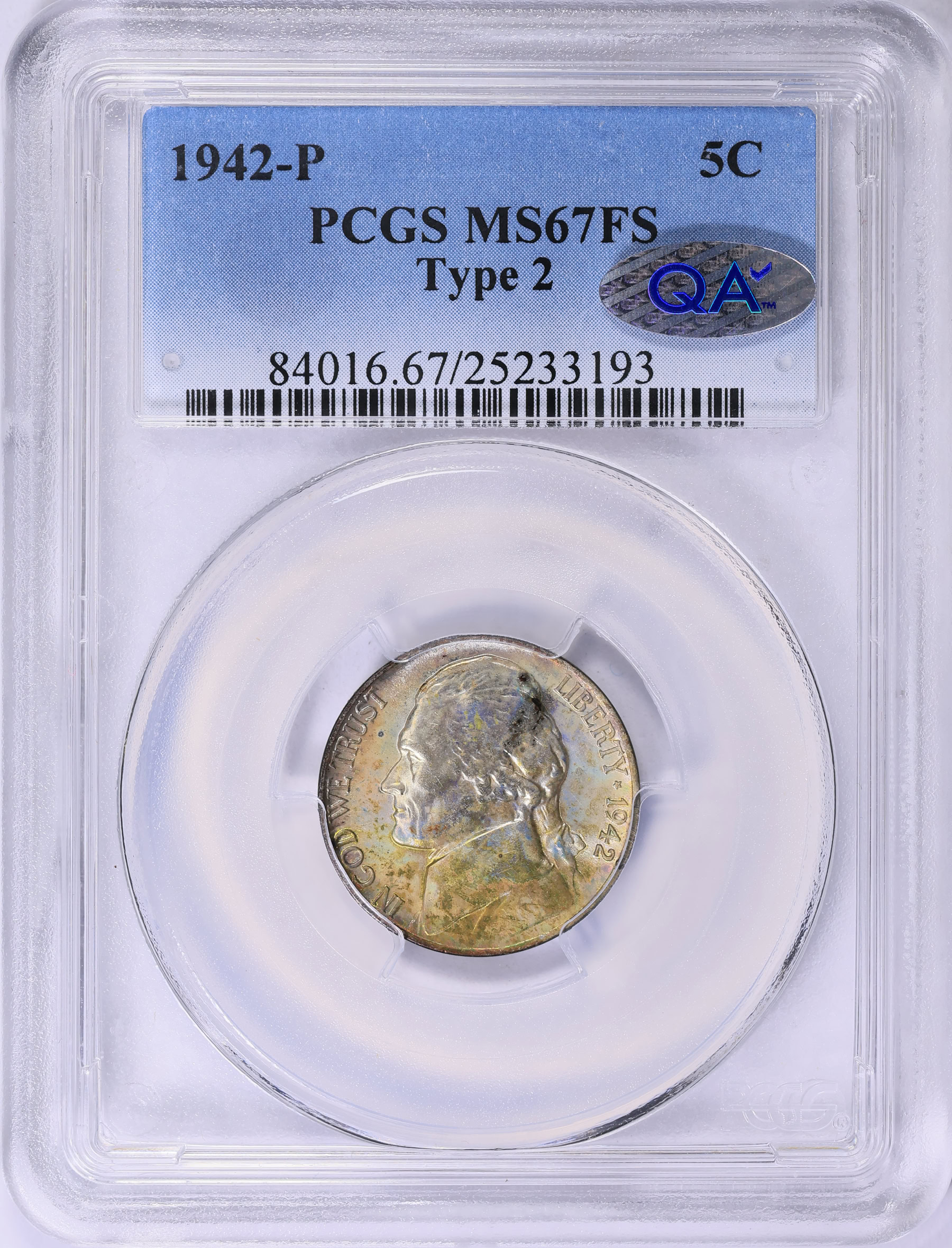 1942-P Jefferson Nickel Type 2 PCGS MS-67 FS (QA) (Item 1982985 ...