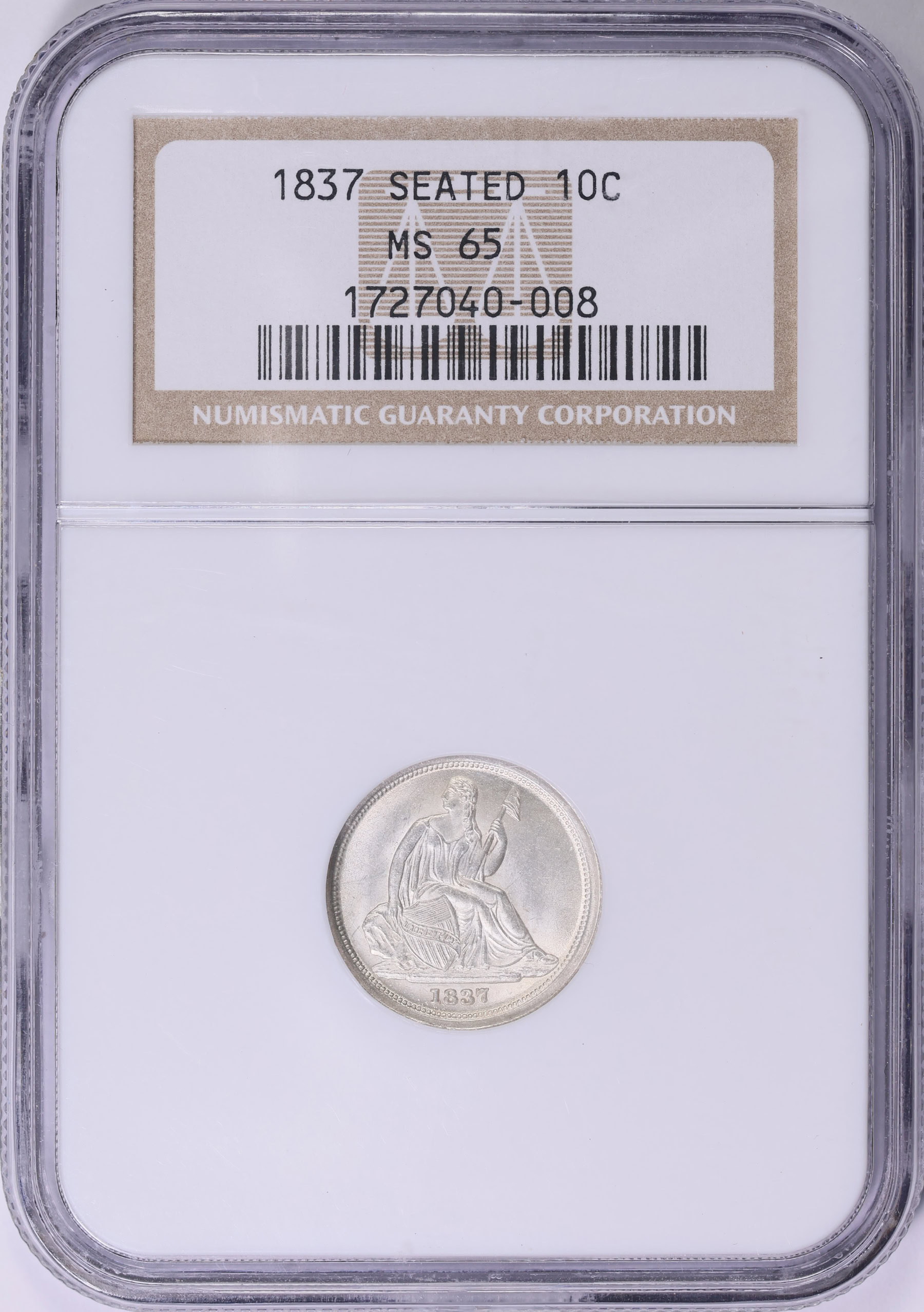 1837 Seated Liberty Dime No Stars. Small Date NGC MS-65 (Item 1983059 ...