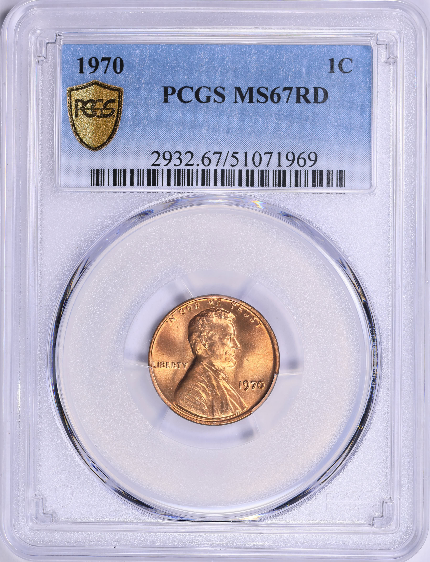 1970 Lincoln Cent PCGS MS-67 RD (Item 1983101) | GreatCollections Coin ...