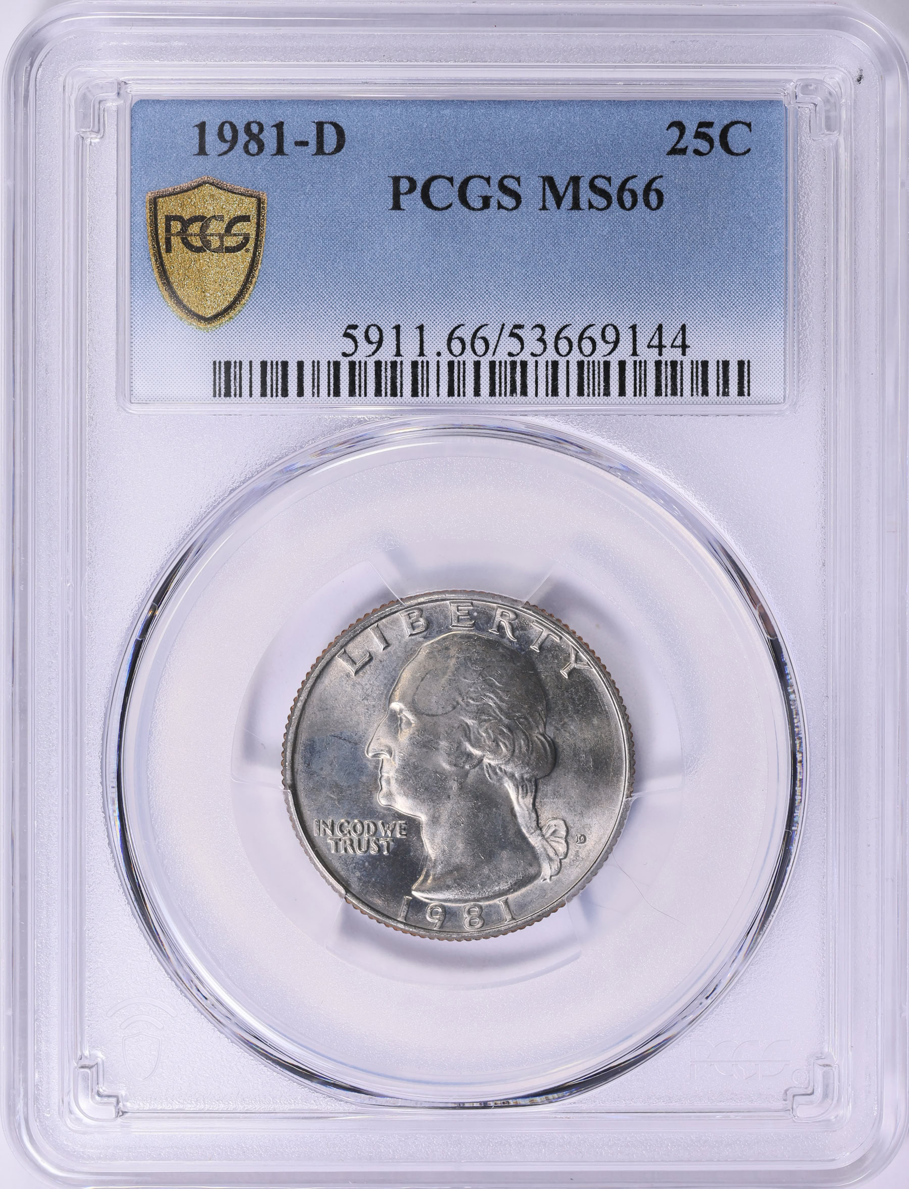1981-D Washington Quarter PCGS MS-66 (Item 1983250) | GreatCollections ...