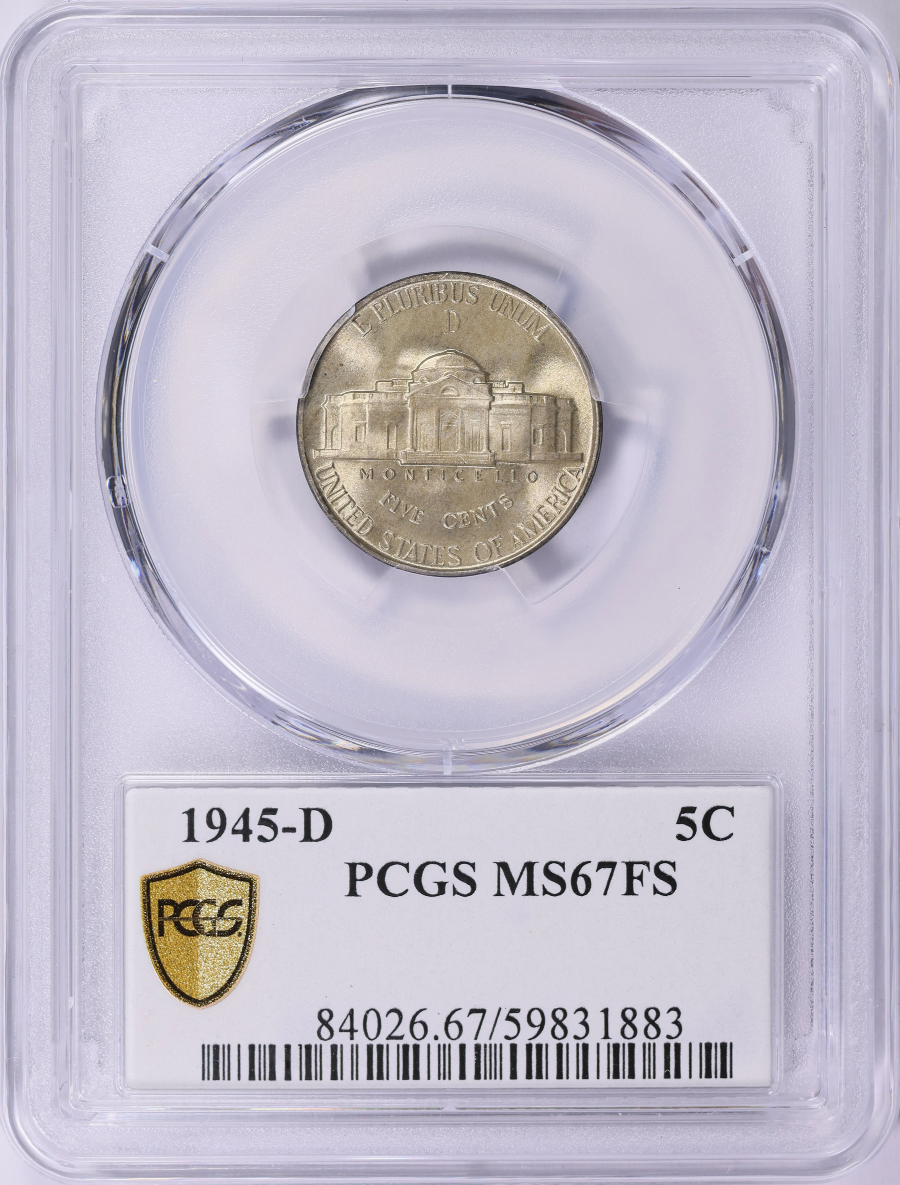 1945-D Jefferson Nickel PCGS MS-67 FS (V75 Label) (Item 1983251 ...