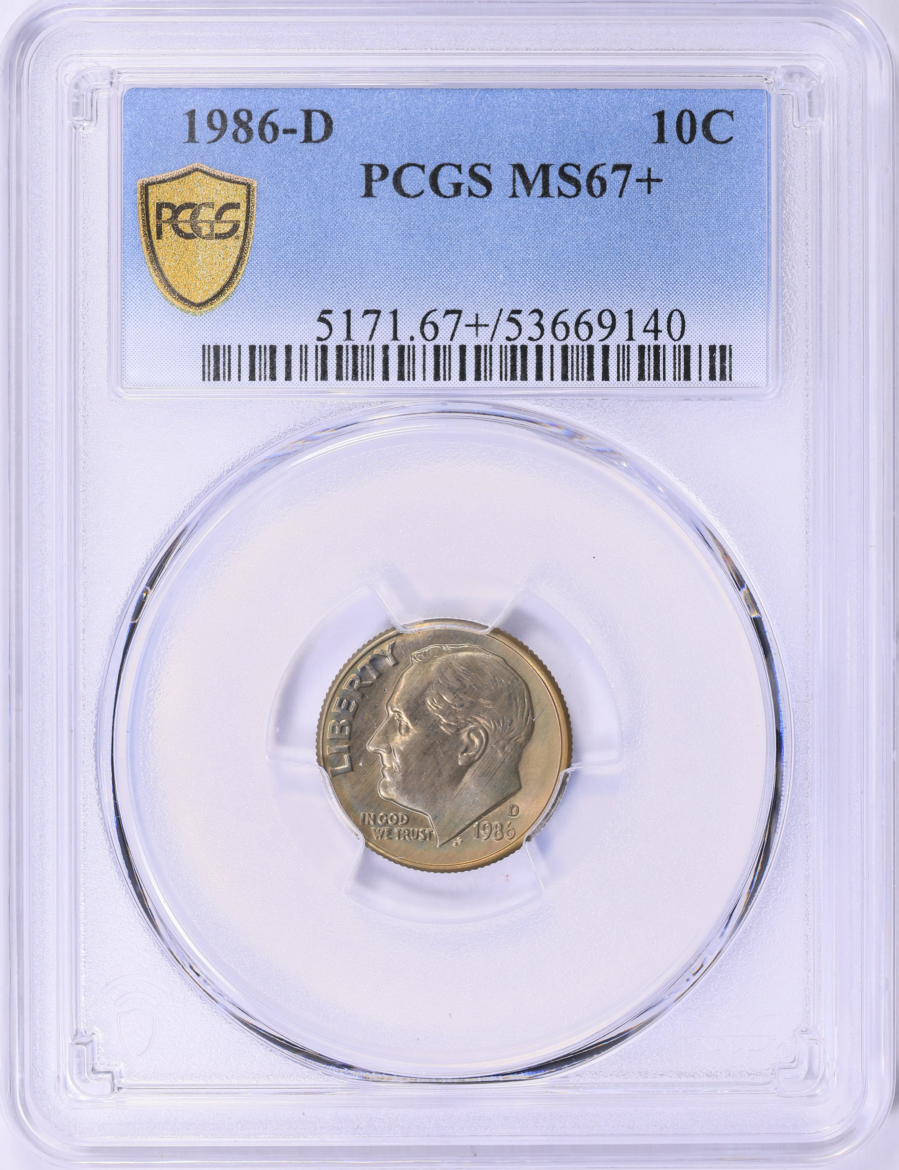 1986-D Roosevelt Dime PCGS MS-67+ (Toned) (Item 1983270 ...