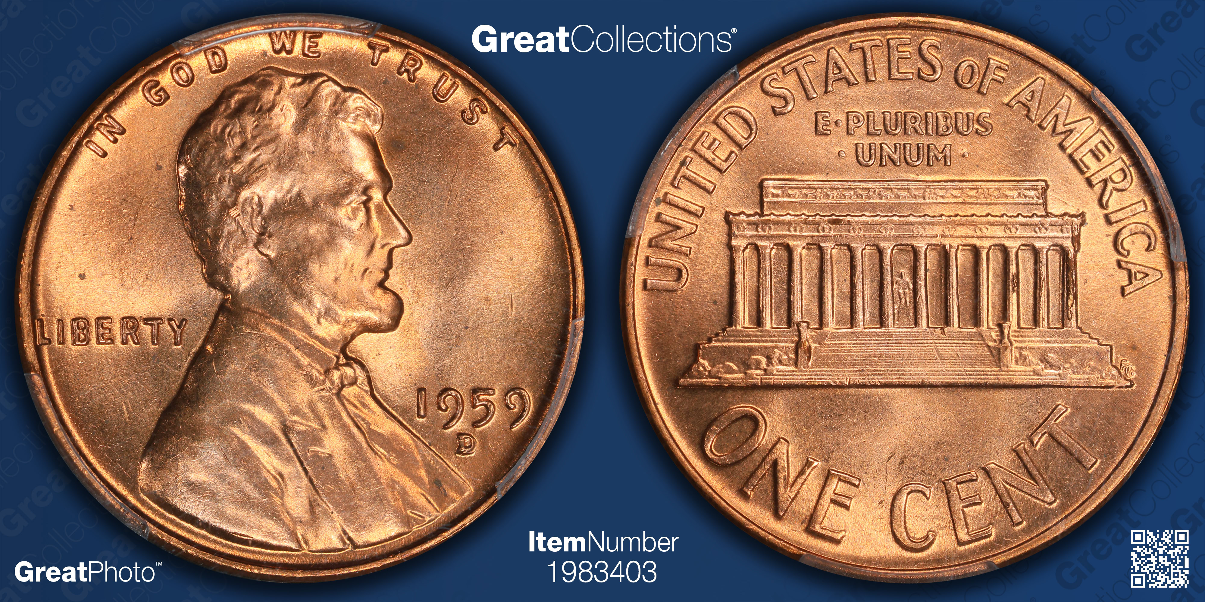 1959-D/D/D Lincoln Cent Repunched Mintmark FS-501 PCGS MS-65 RD (Item ...