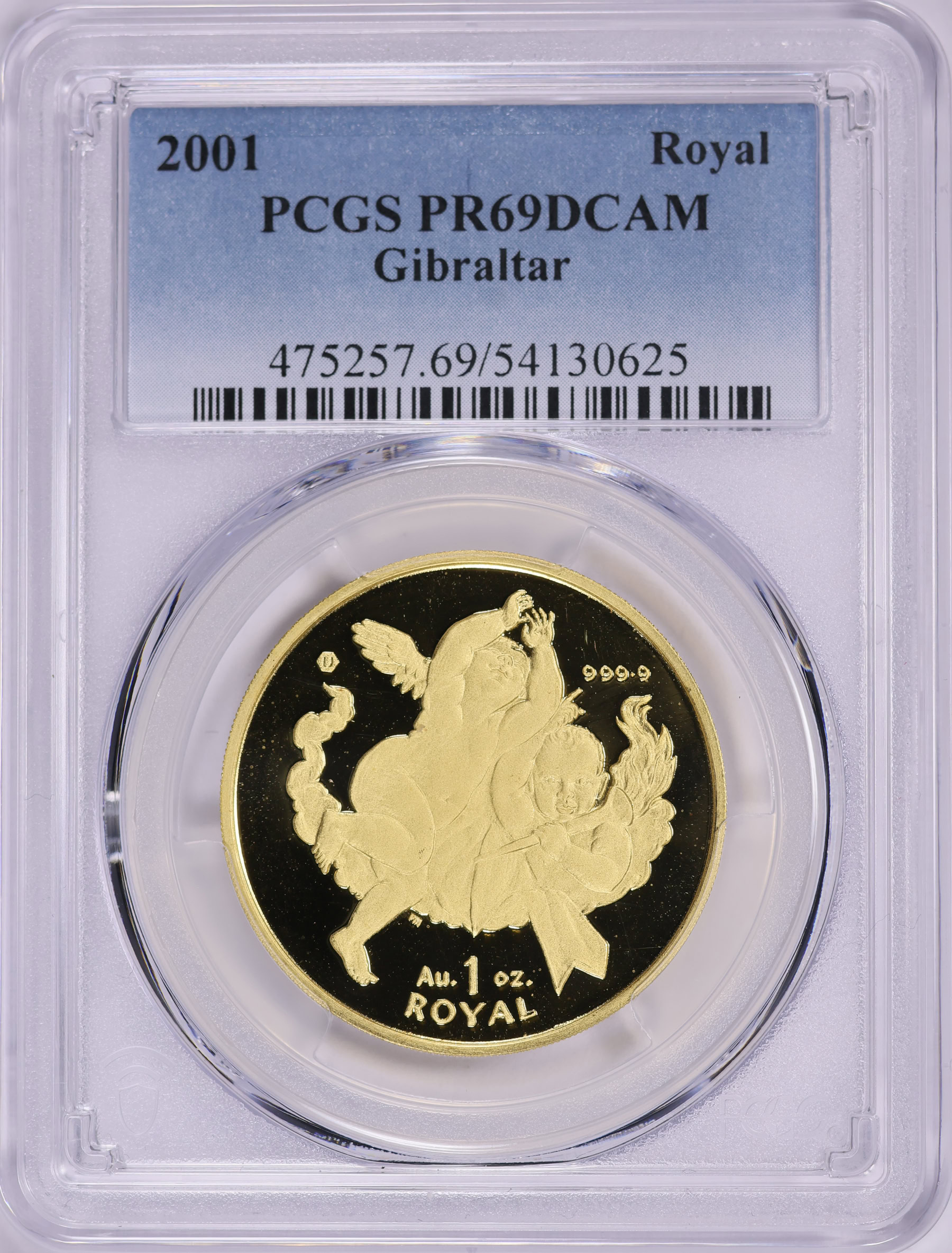 Gibraltar 2001 Gold Royal KM-901 PCGS Proof-69 DCAM (AGW = 1 Oz.) (Item ...