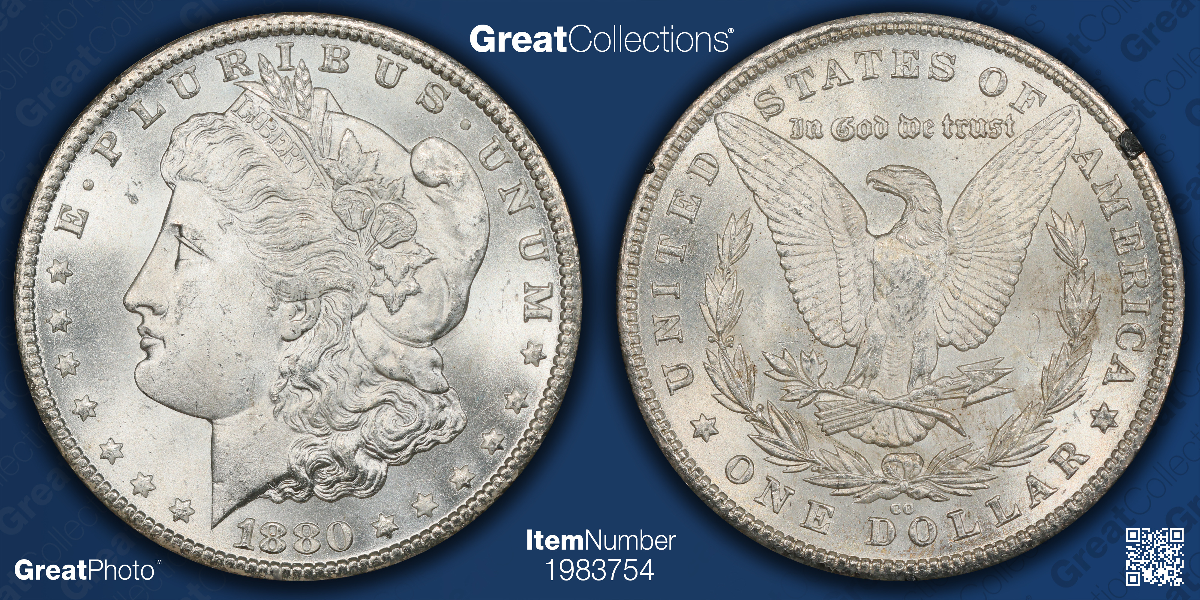 1880-CC Morgan Silver Dollar GSA Hoard Uncirculated Uncertified (GSA ...