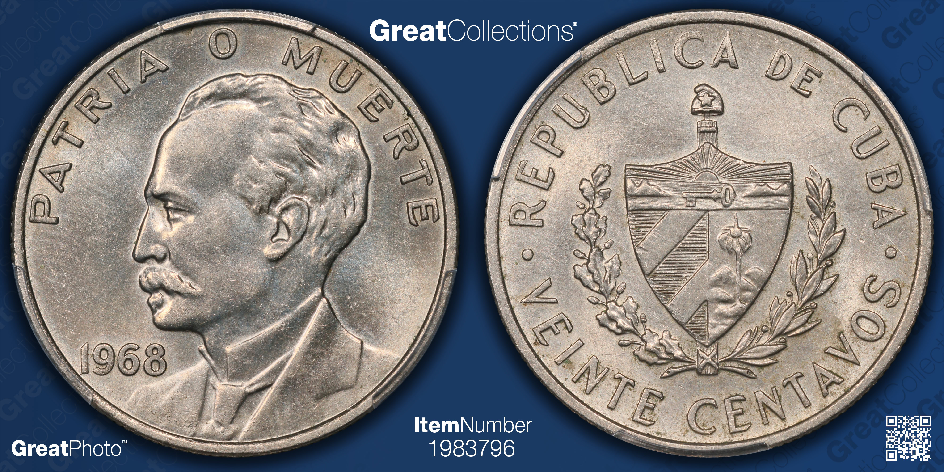 Cuba 1968 20 Centavos KM-31 PCGS MS-63 (Item 1983796 ...