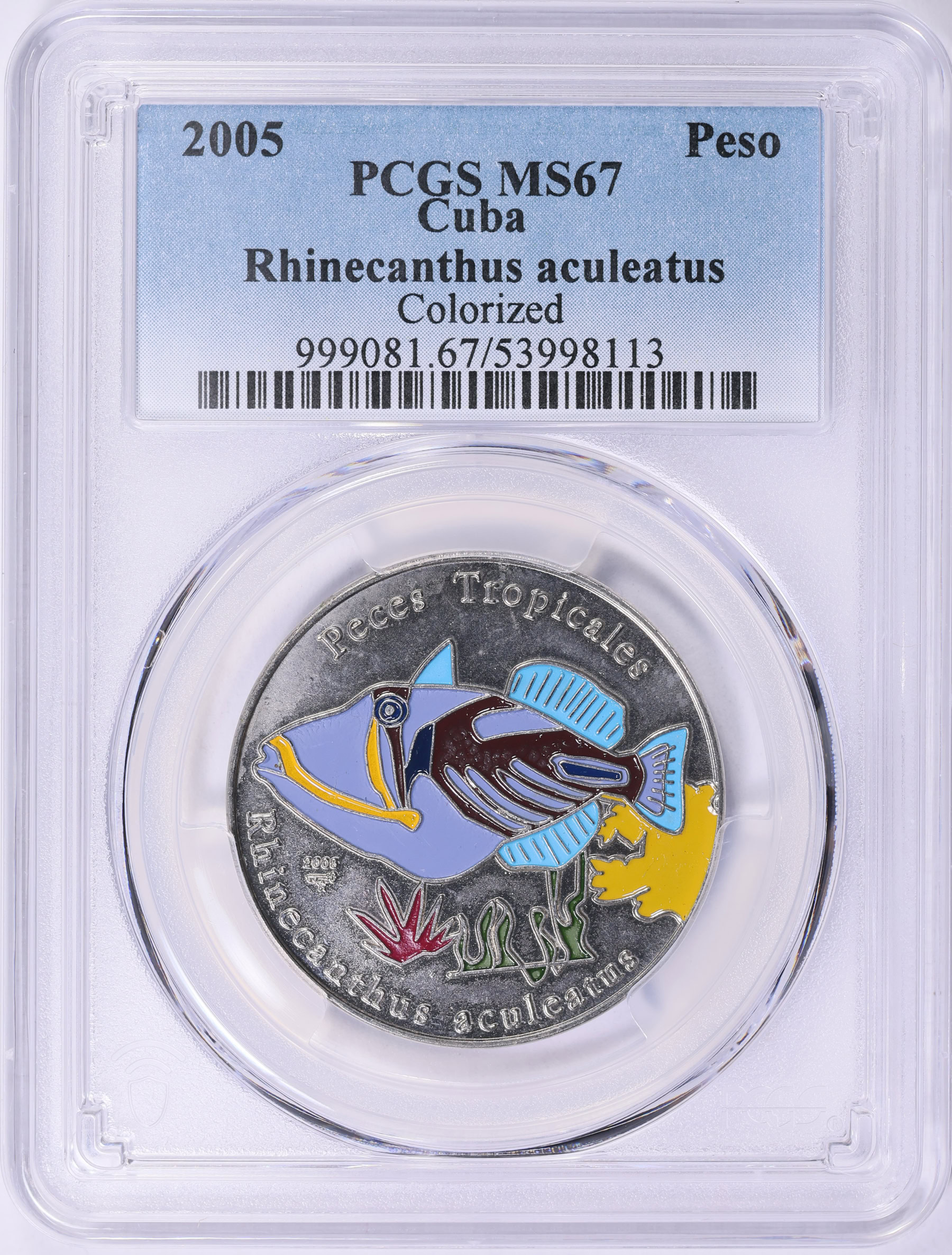 Cuba 2005 Colorized Peso Lagoon Triggerfish KM-868 PCGS MS-67 | PCGS ...