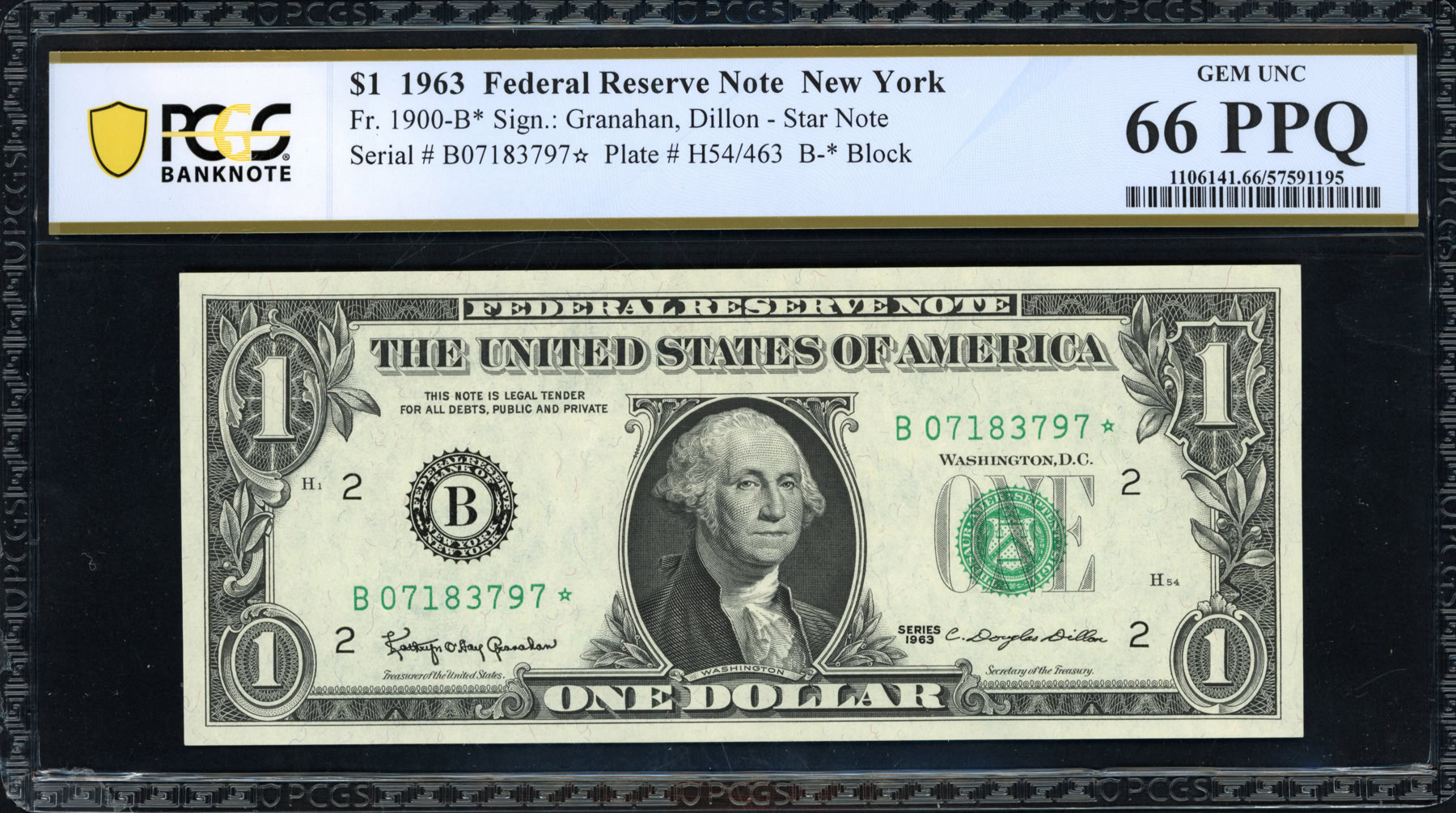 Fr. 1900-B* (B* Block) 1963 $1 New York Federal Reserve Star Note ...