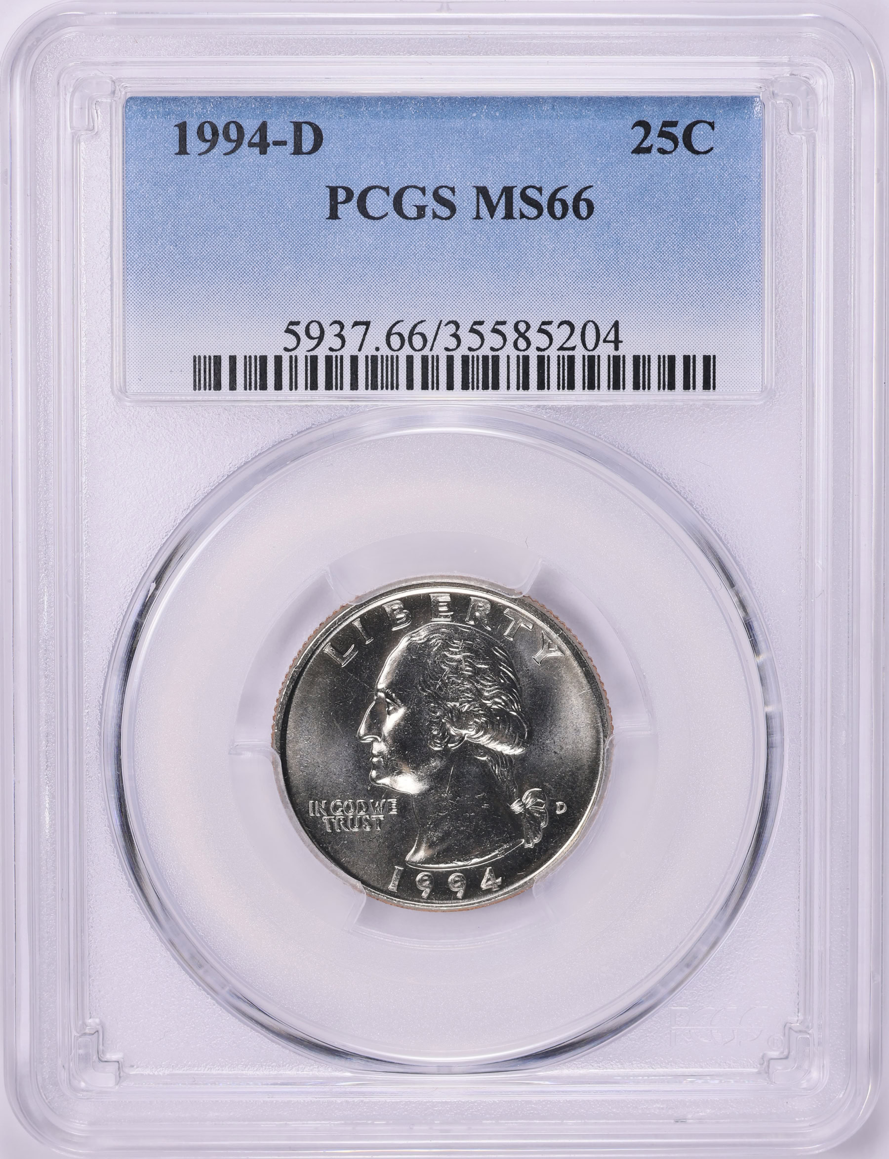 1994-D Washington Quarter PCGS MS-66 (Item 1984053) | GreatCollections ...