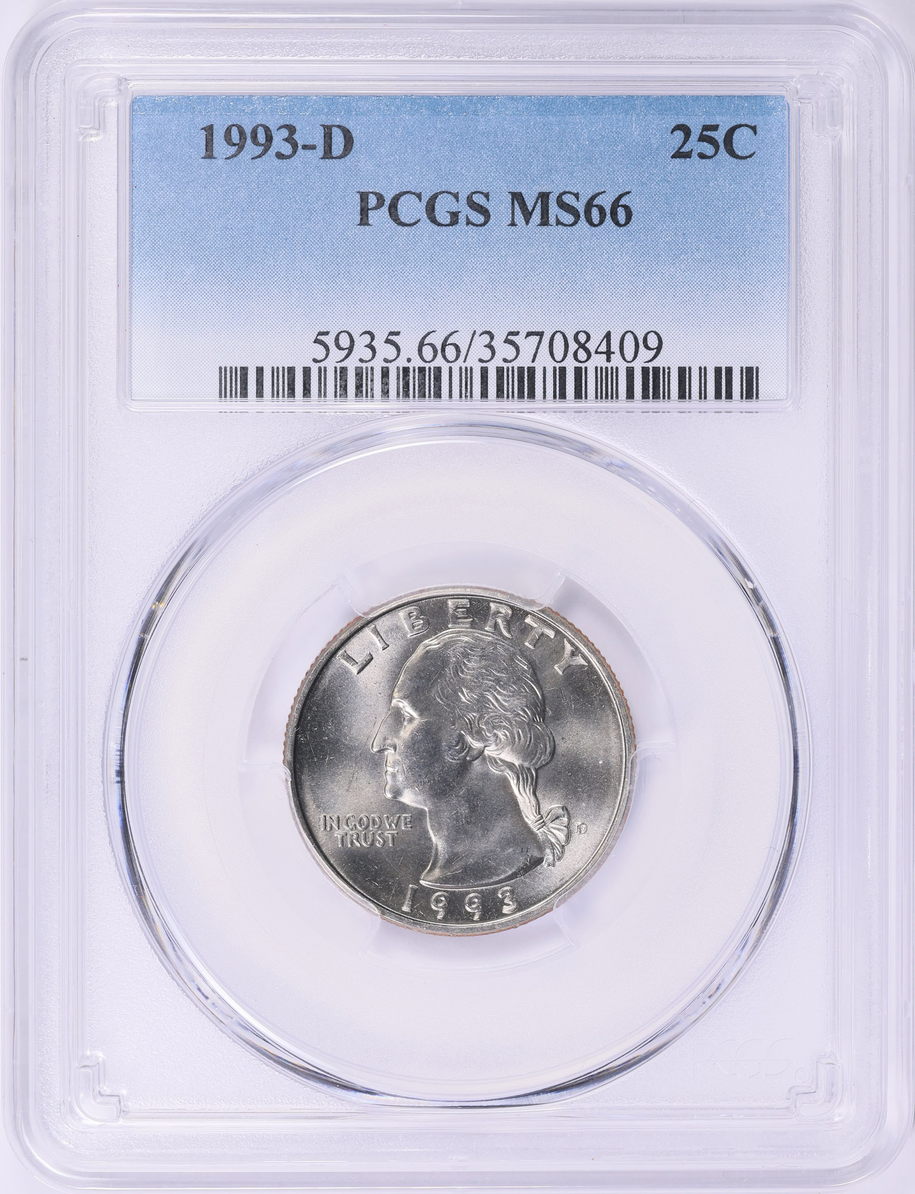 1993-D Washington Quarter PCGS MS-66 (Item 1984121) | GreatCollections ...