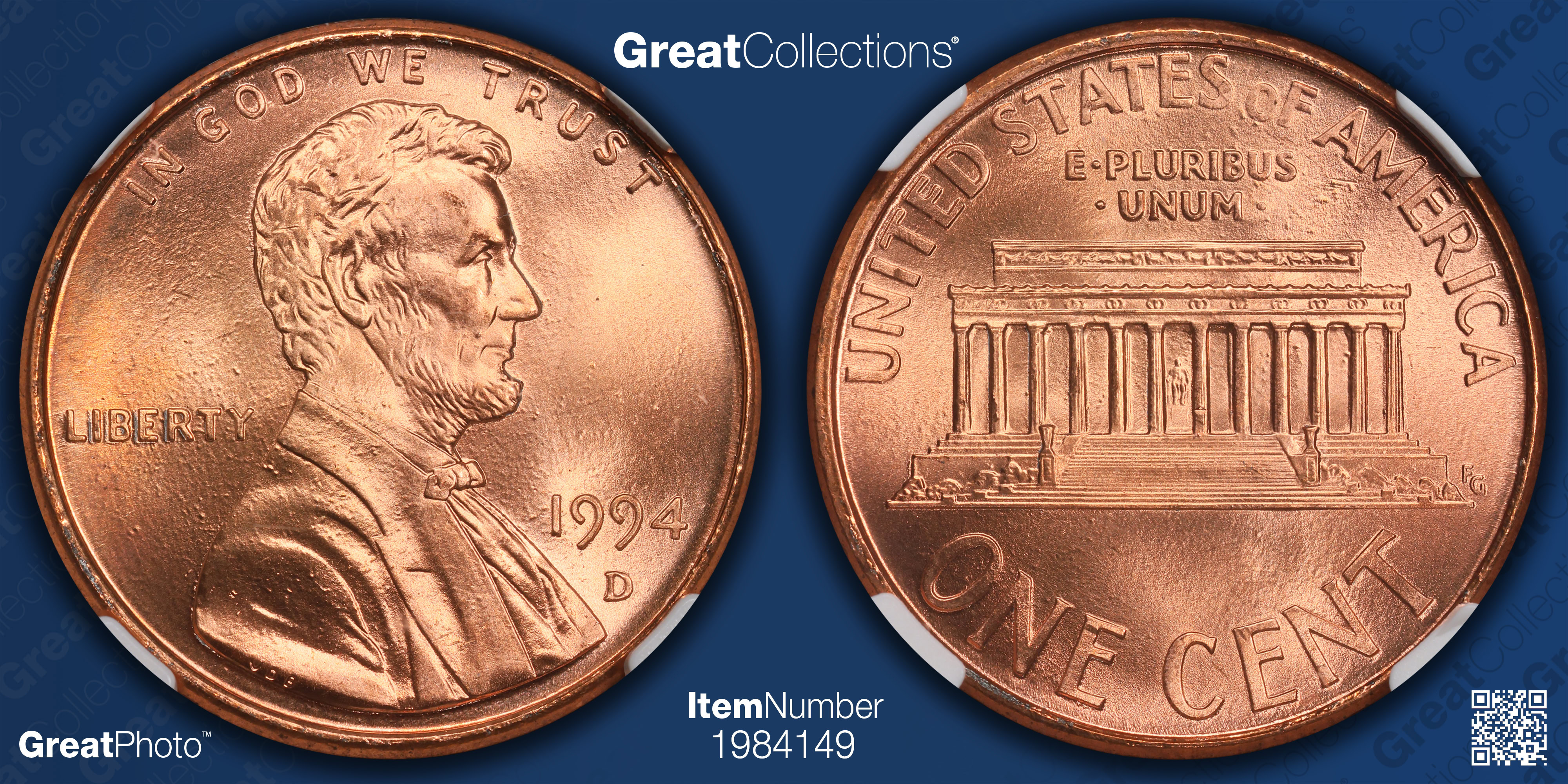 1994-D Lincoln Cent NGC MS-69 RD (Item 1984149) | GreatCollections Coin ...