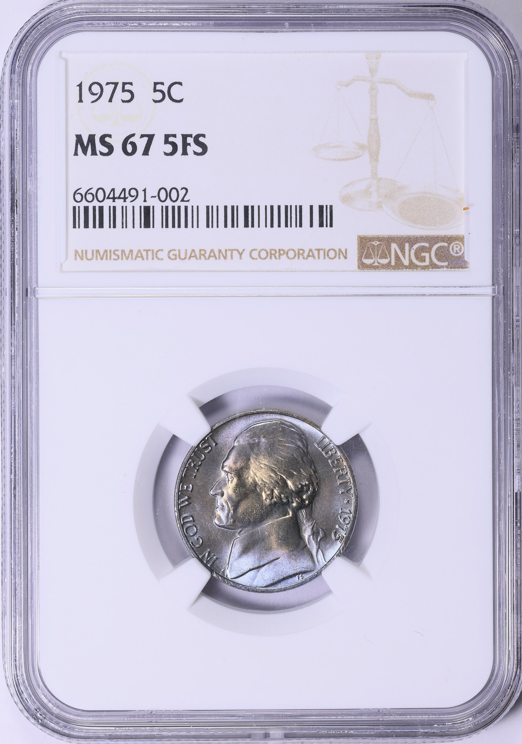1975 Jefferson Nickel NGC MS-67 5FS (Toned) (Item 1984152 ...