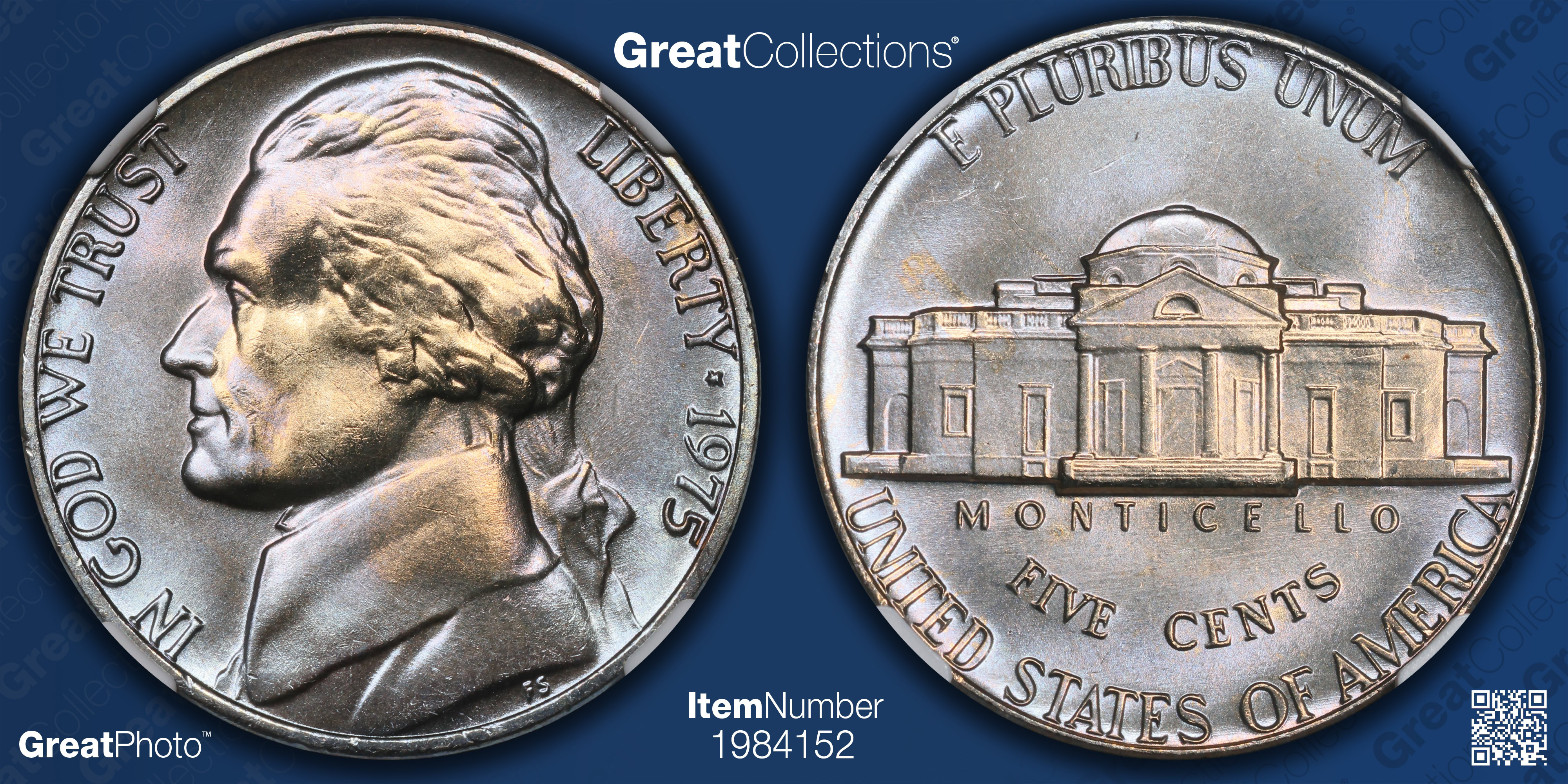 1975 Jefferson Nickel NGC MS-67 5FS (Toned) (Item 1984152 ...