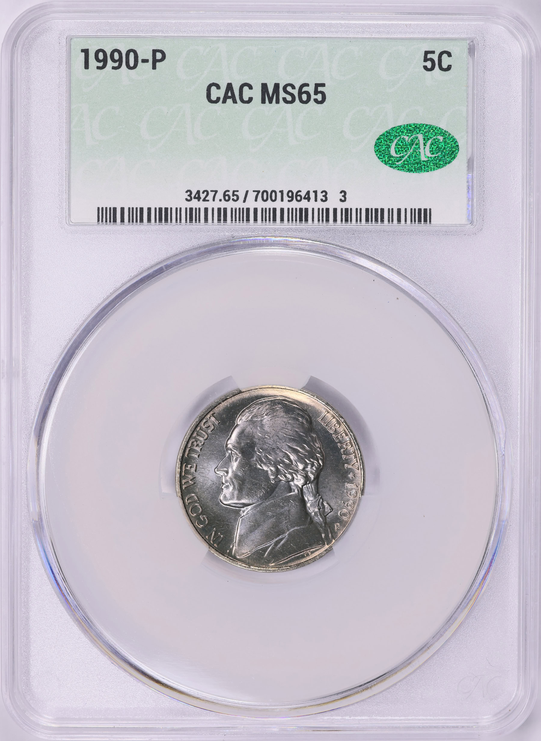 1990-P Jefferson Nickel CACG MS-65 (Toned) (Item 1984359 ...