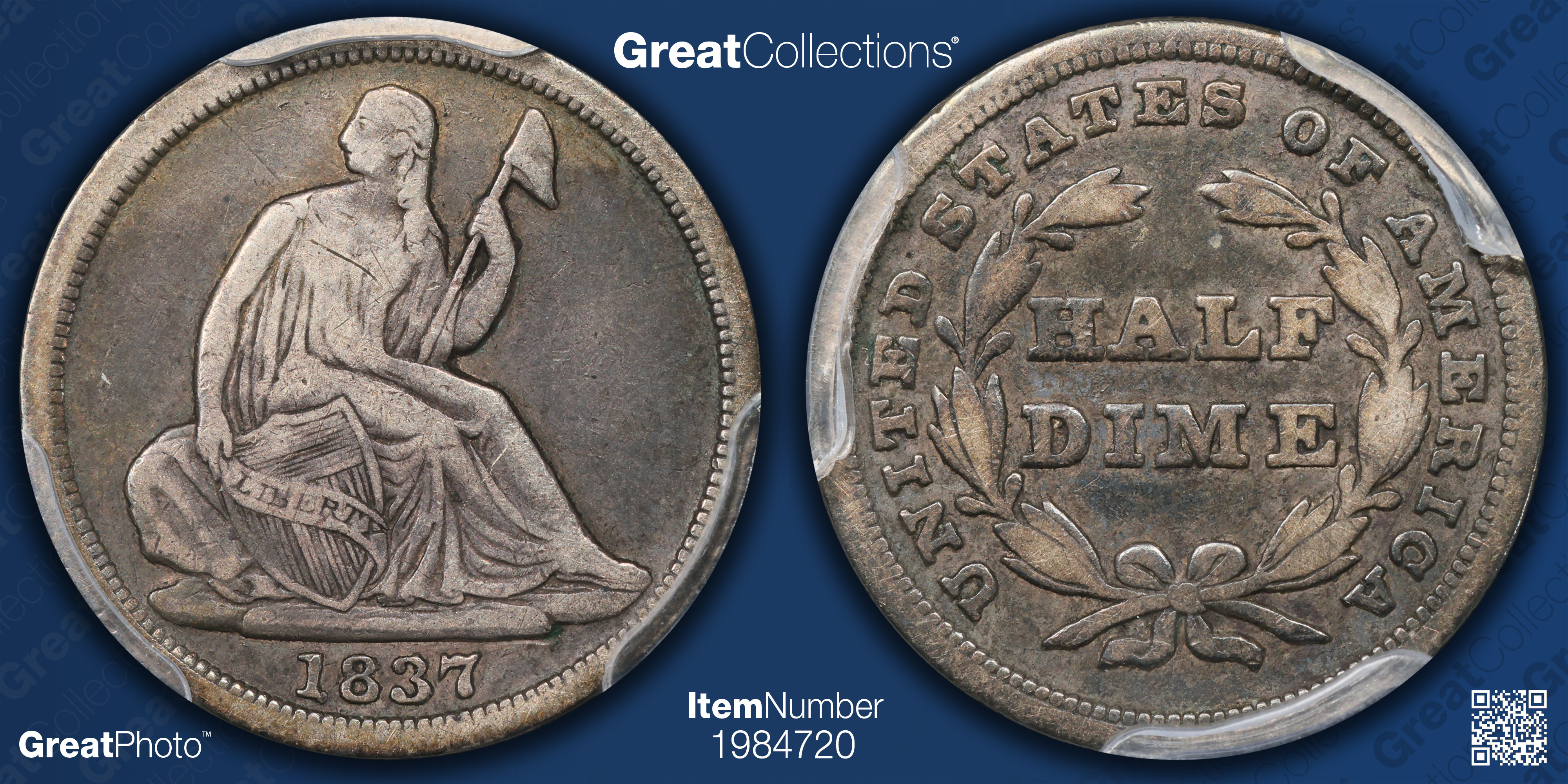 1837 Seated Liberty Half Dime No Stars, Small Date PCGS F-15 (Item ...