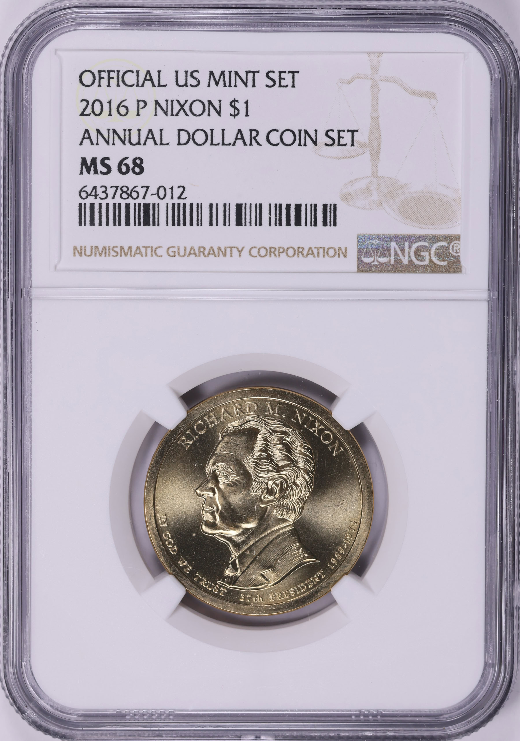 2016-P Presidential Dollar Richard M. Nixon (From the Annual Dollar ...