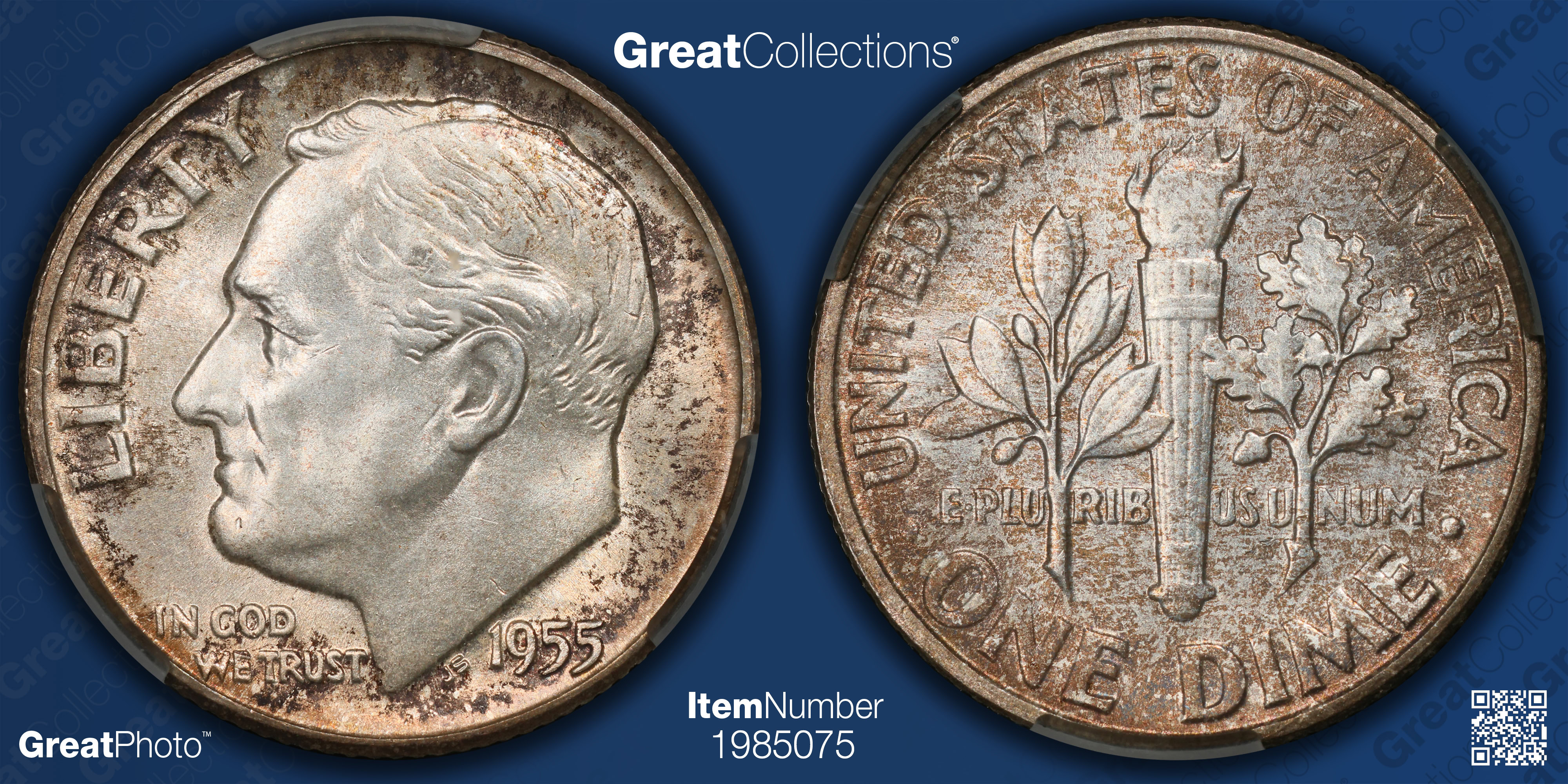 1955 Roosevelt Dime CACG MS-67 (Toned) (Item 1985075 ...