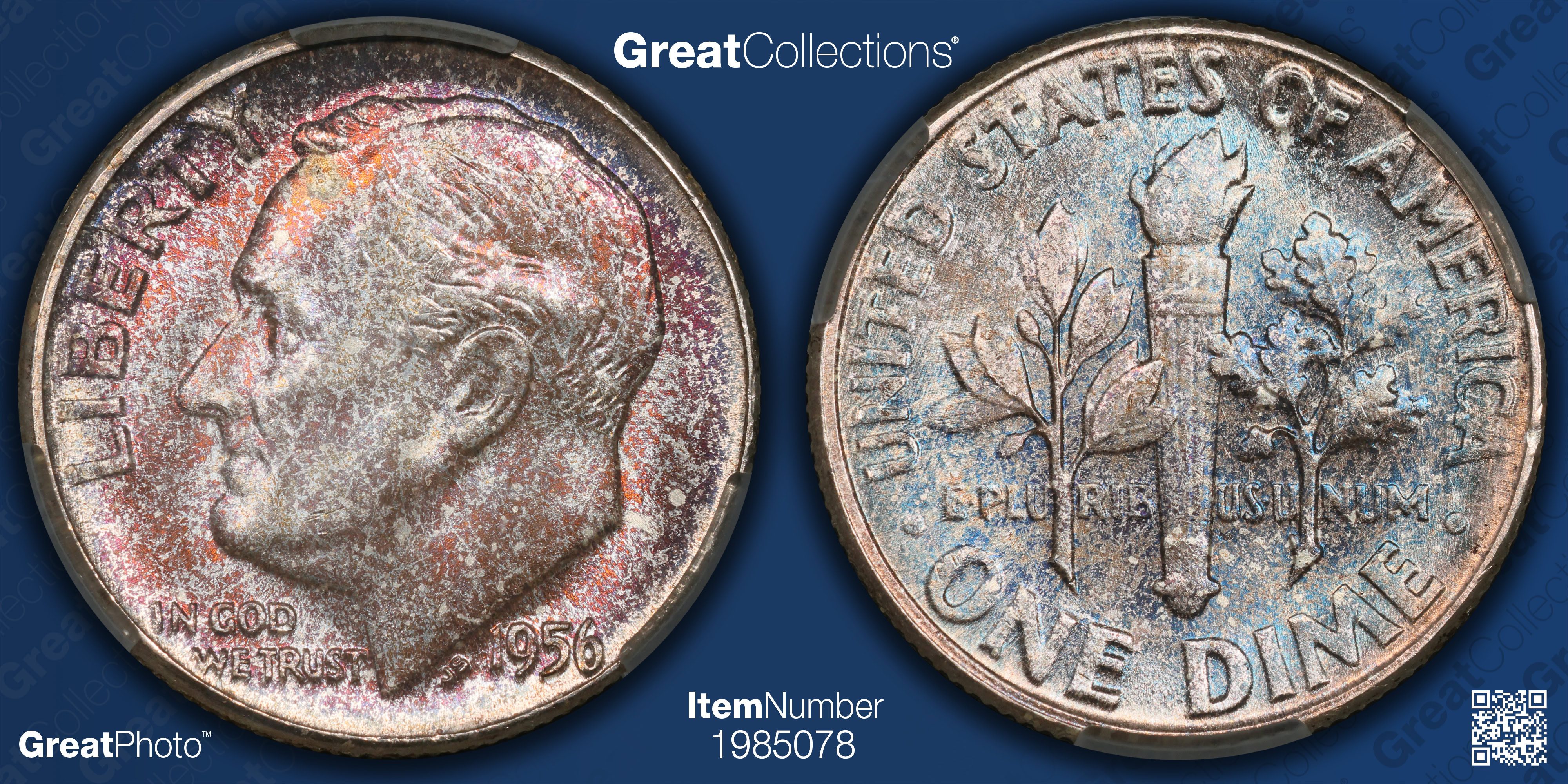 1956 Roosevelt Dime CACG MS-66 (Toned) (Item 1985078 ...