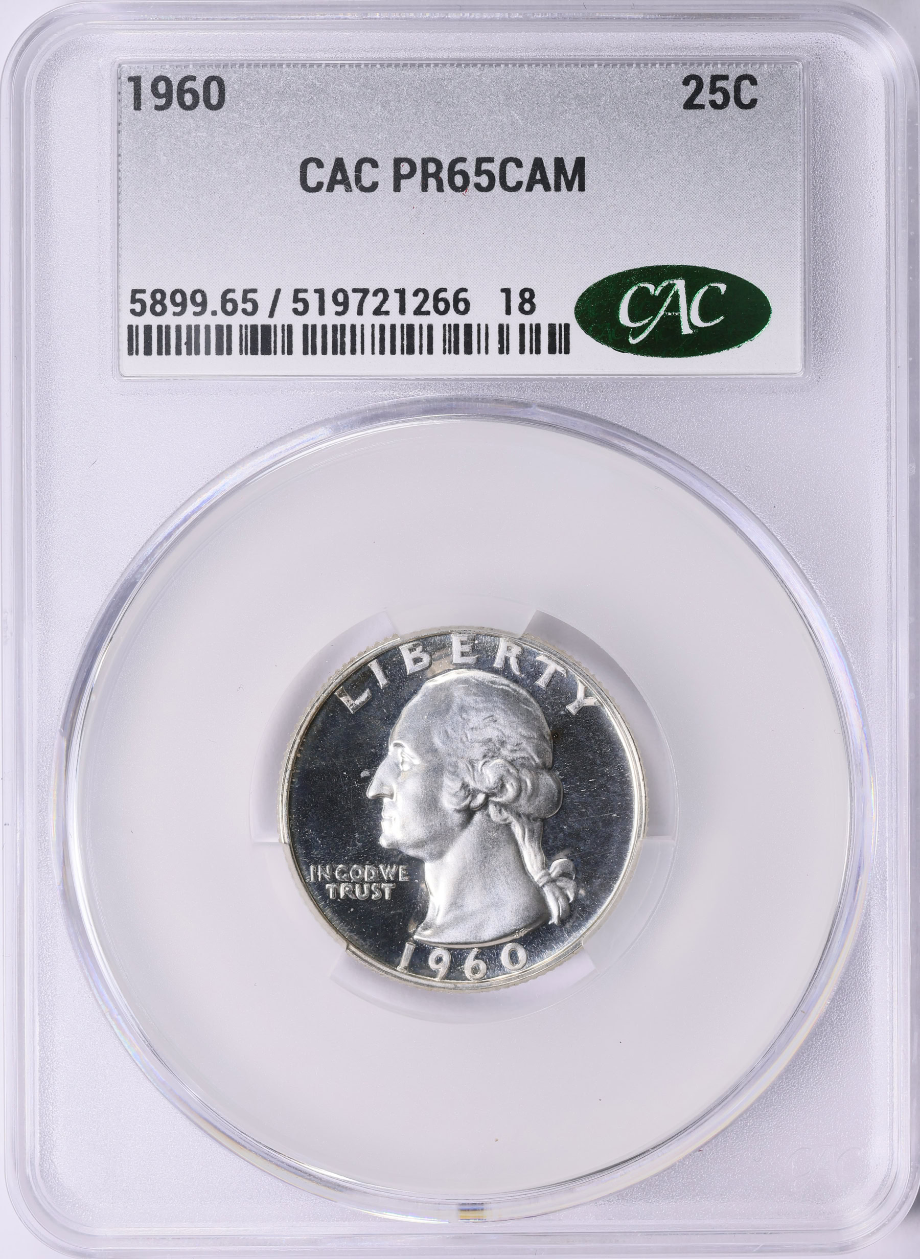 1960 Washington Quarter CACG Proof-65 CAMEO (Item 1985765 ...