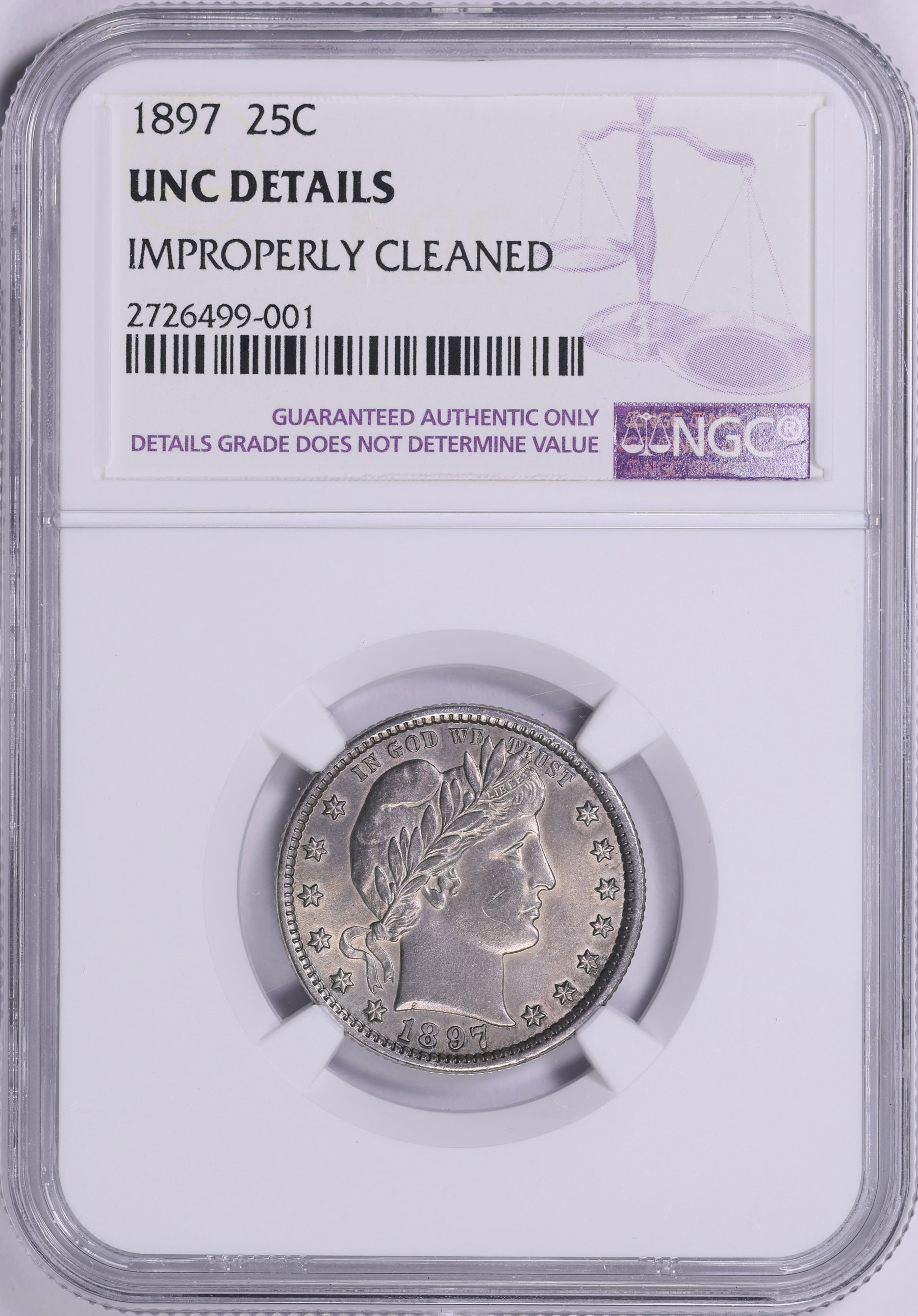 1897 Barber Quarter NGC Unc Details (Item 1985813) | GreatCollections ...