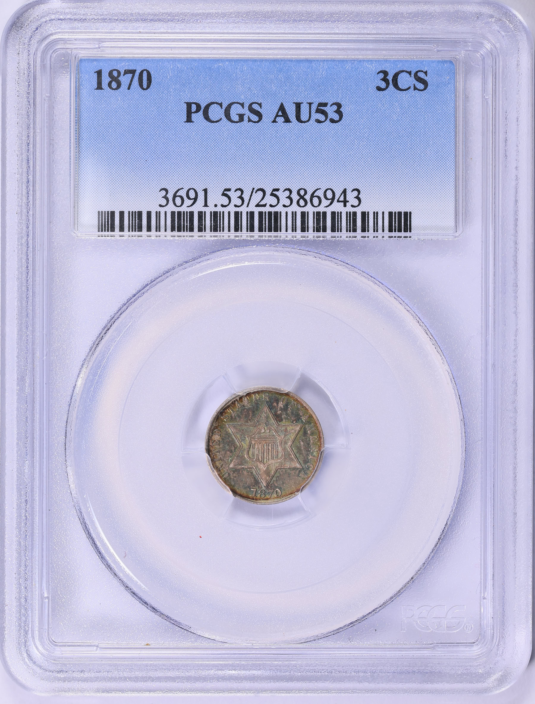 1870 Silver Three-Cent Piece PCGS AU-53 (Toned) (Item 1986138 ...
