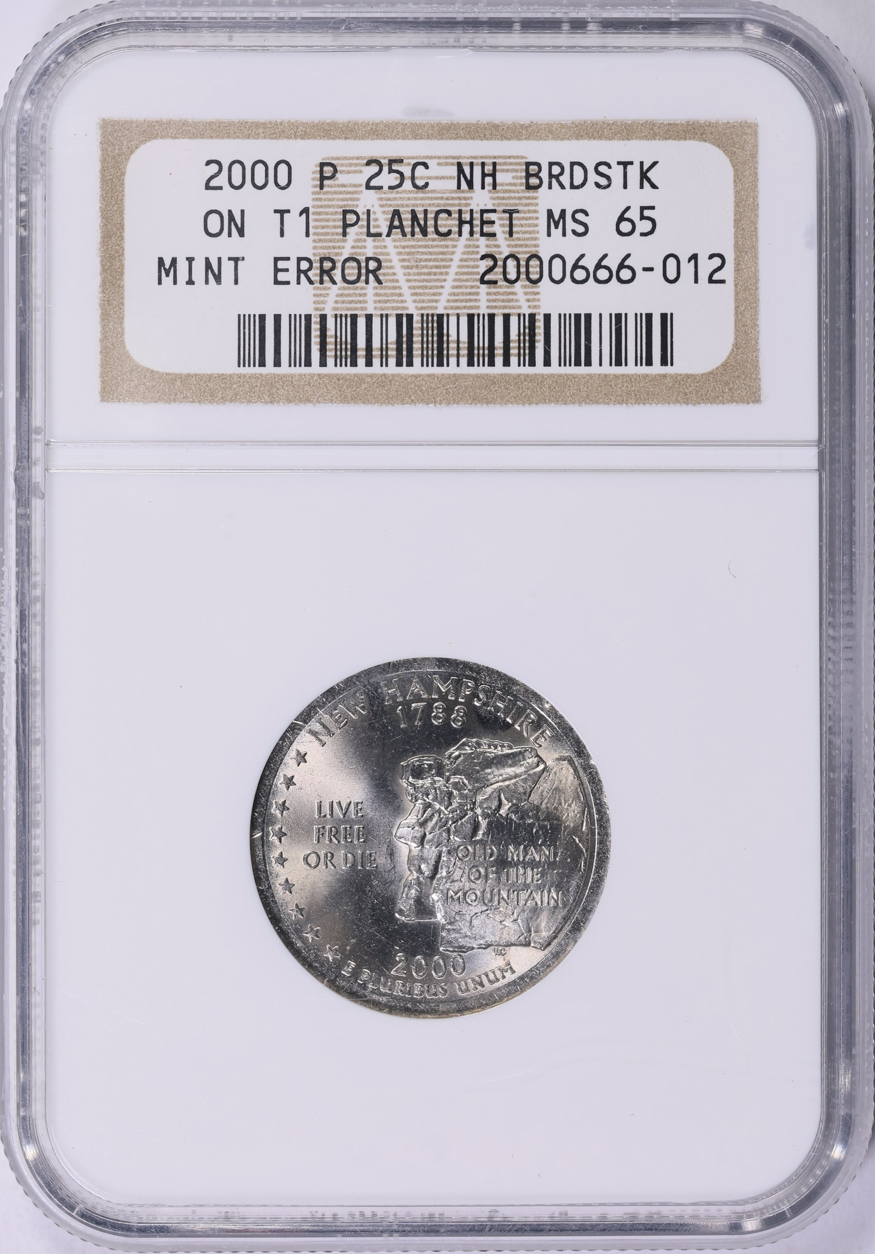 Mint Error 2000-P State Quarter New Hampshire Broadstruck on Type 1 ...