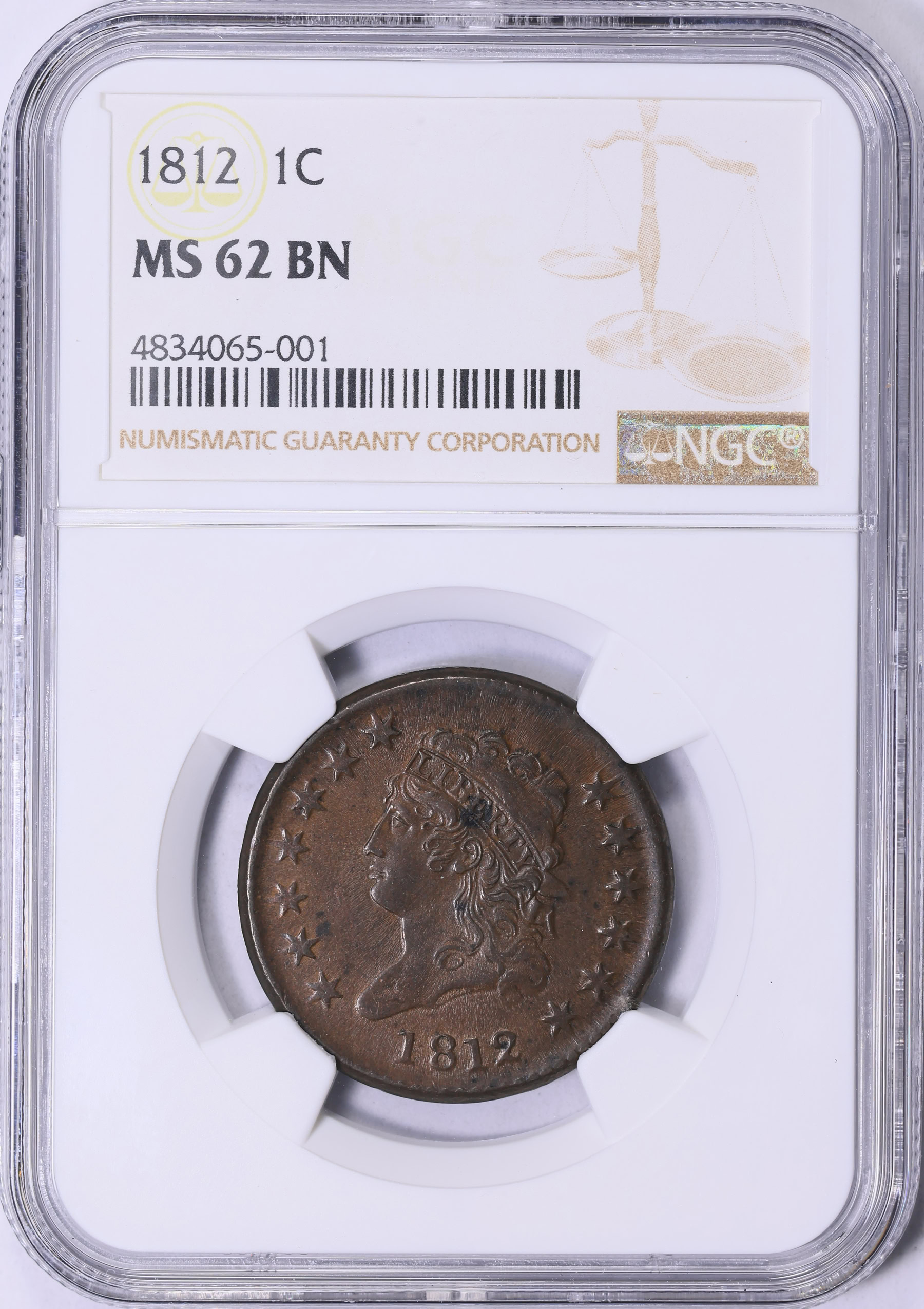 1812 Classic Cent Large Date NGC MS-62 BN (Item 1986205 ...