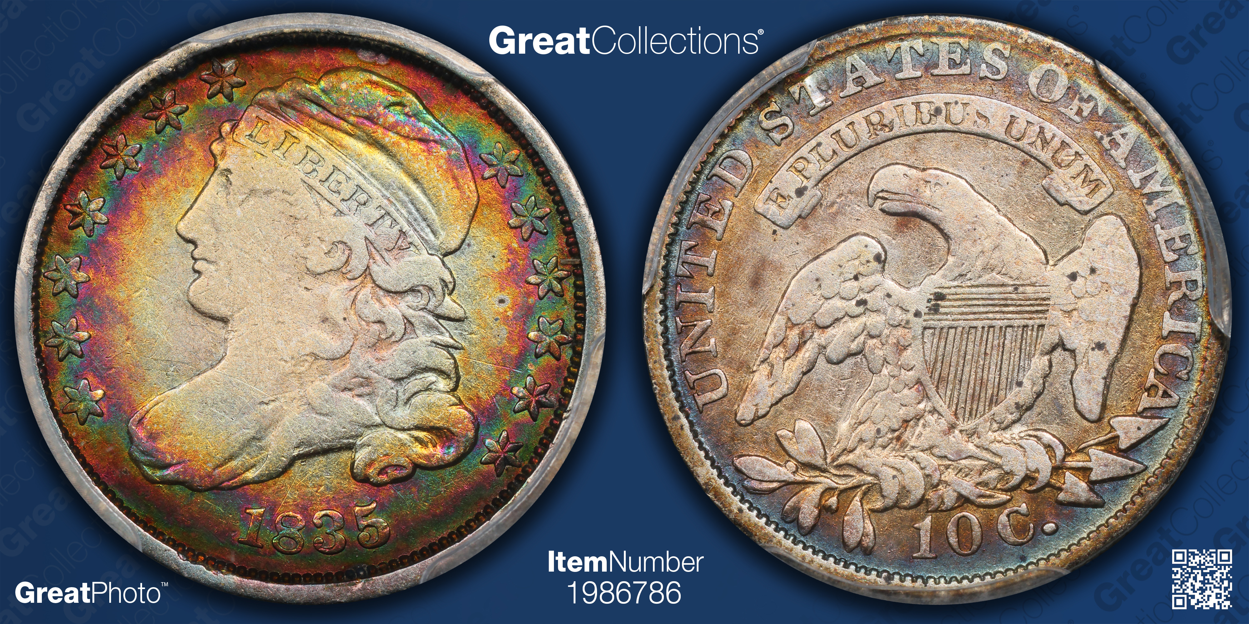 1835 Capped Bust Dime PCGS F-12 (Toned) (Item 1986786 ...