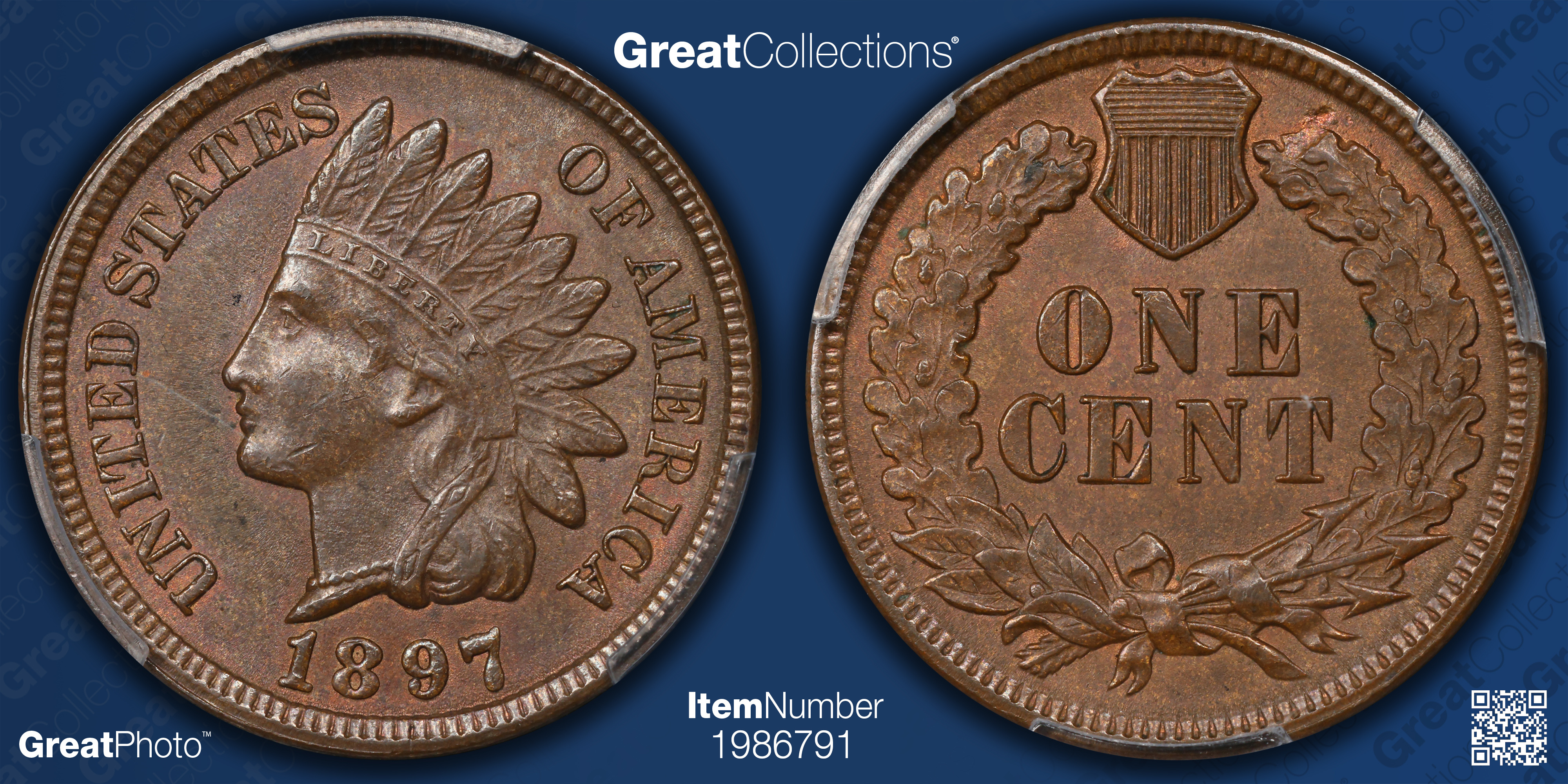 1897 Indian Cent PCGS MS-63 BN (Item 1986791) | GreatCollections Coin ...