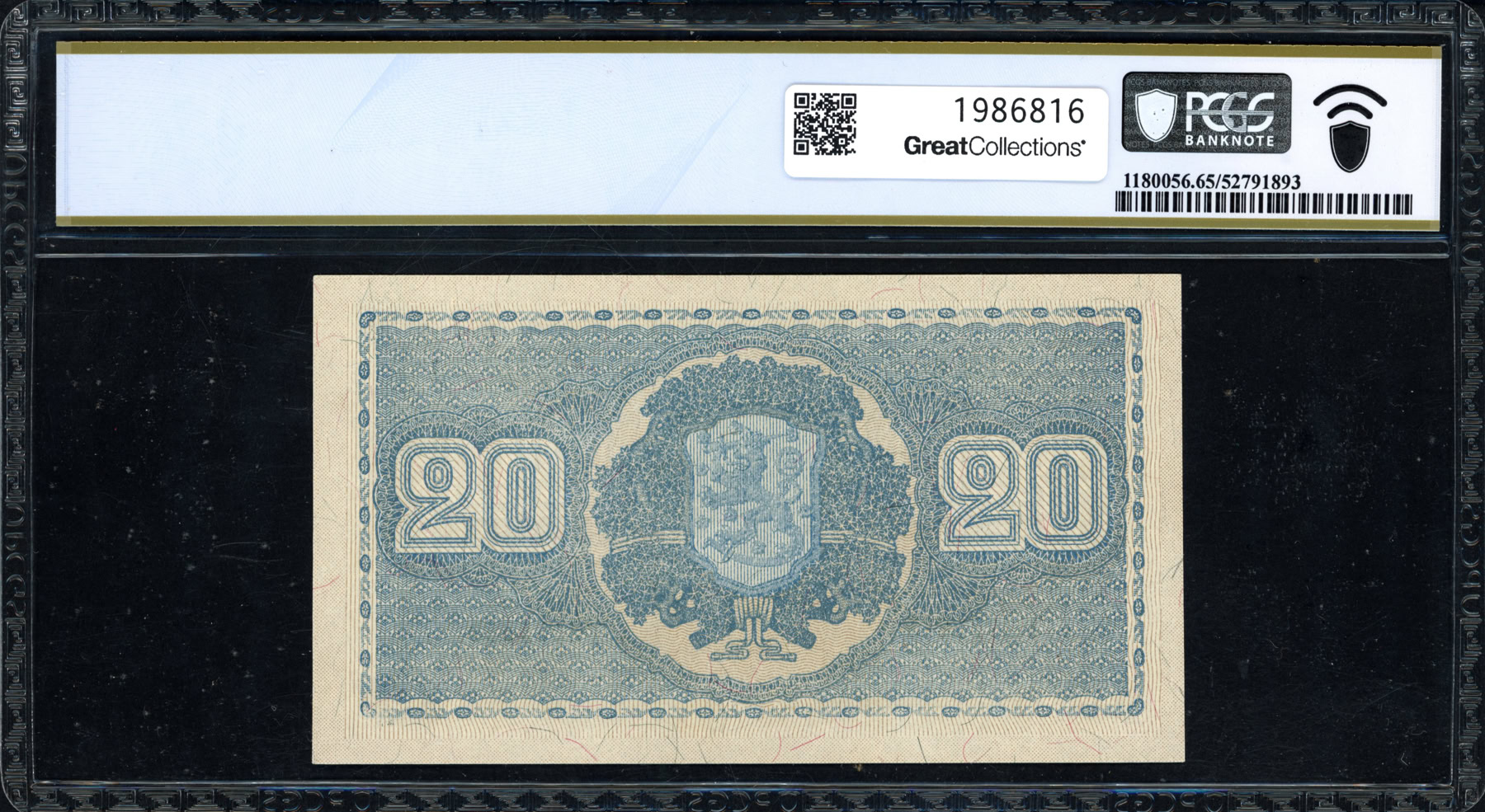 Finland 1945 (ND 1948) 20 Tjugu Mark Finlands Bank Note SCWPM-86 PCGS ...