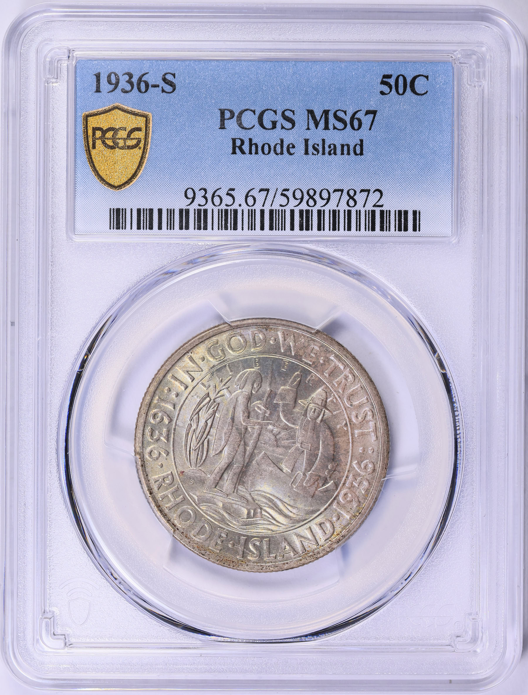 1936-S Providence, Rhode Island Tercentenary Half Dollar PCGS MS-67 ...