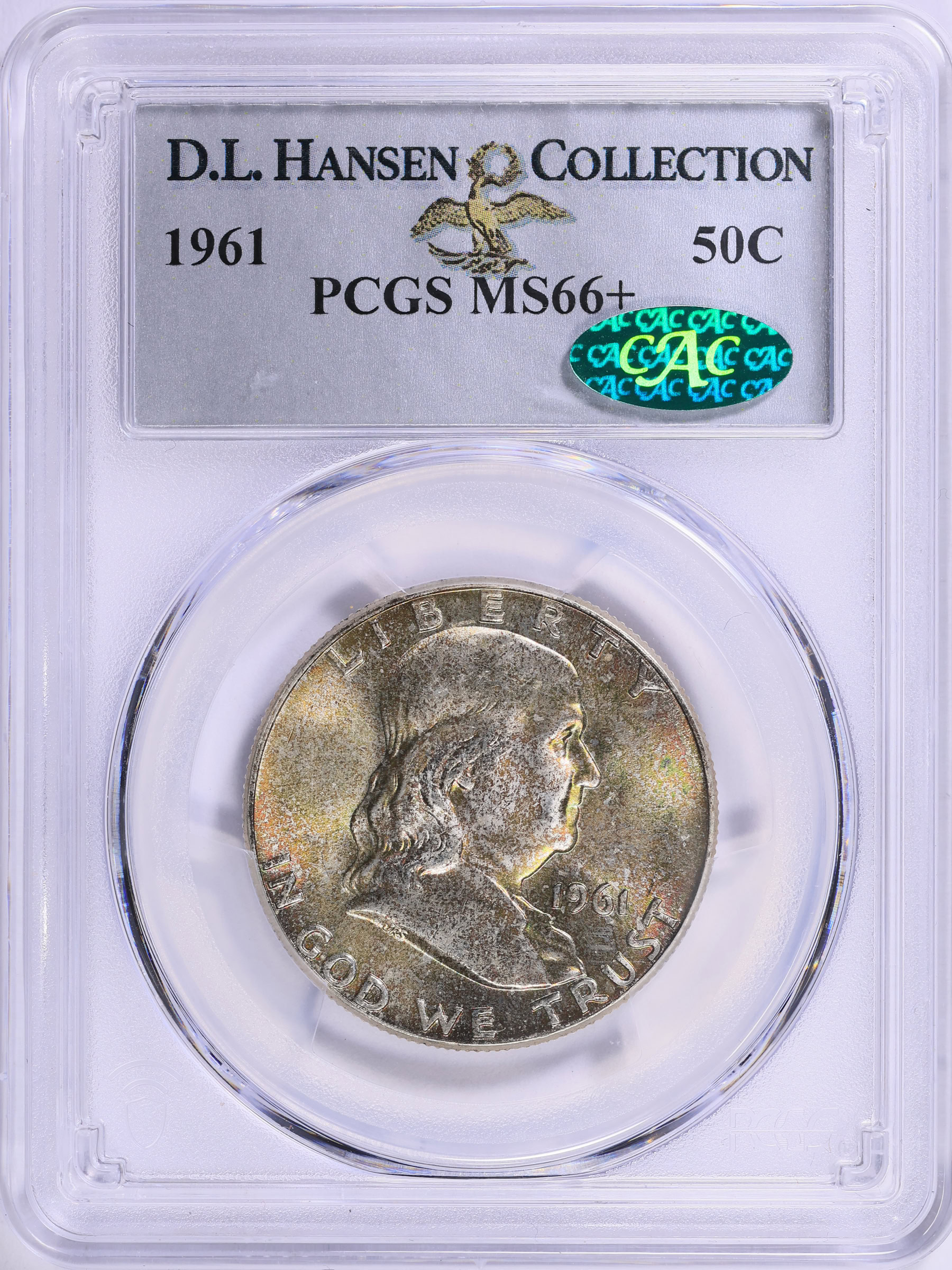 1961 Franklin Half Dollar PCGS MS-66+ (CAC Green) (D.L. Hansen ...