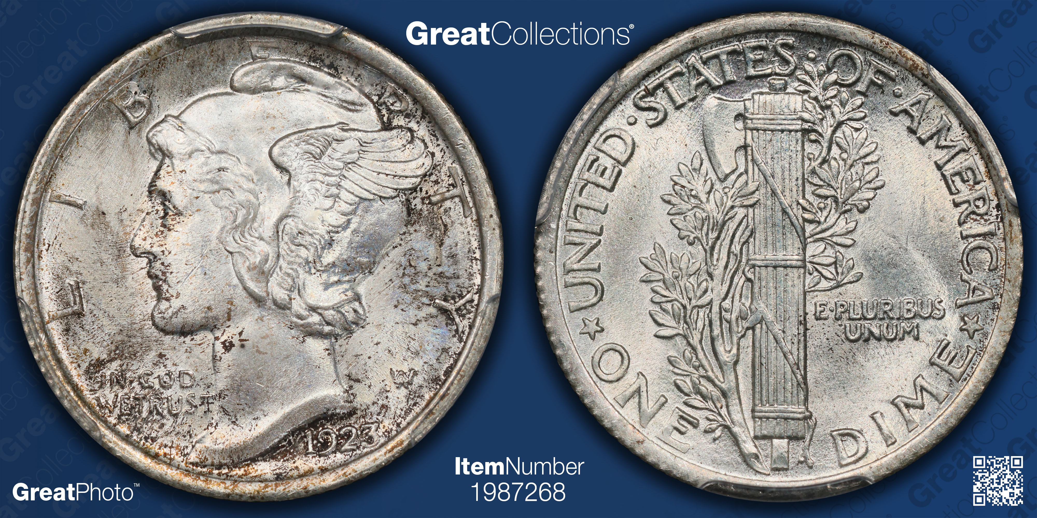 1923 Mercury Dime PCGS MS-63 FB (Item 1987268) | GreatCollections Coin ...