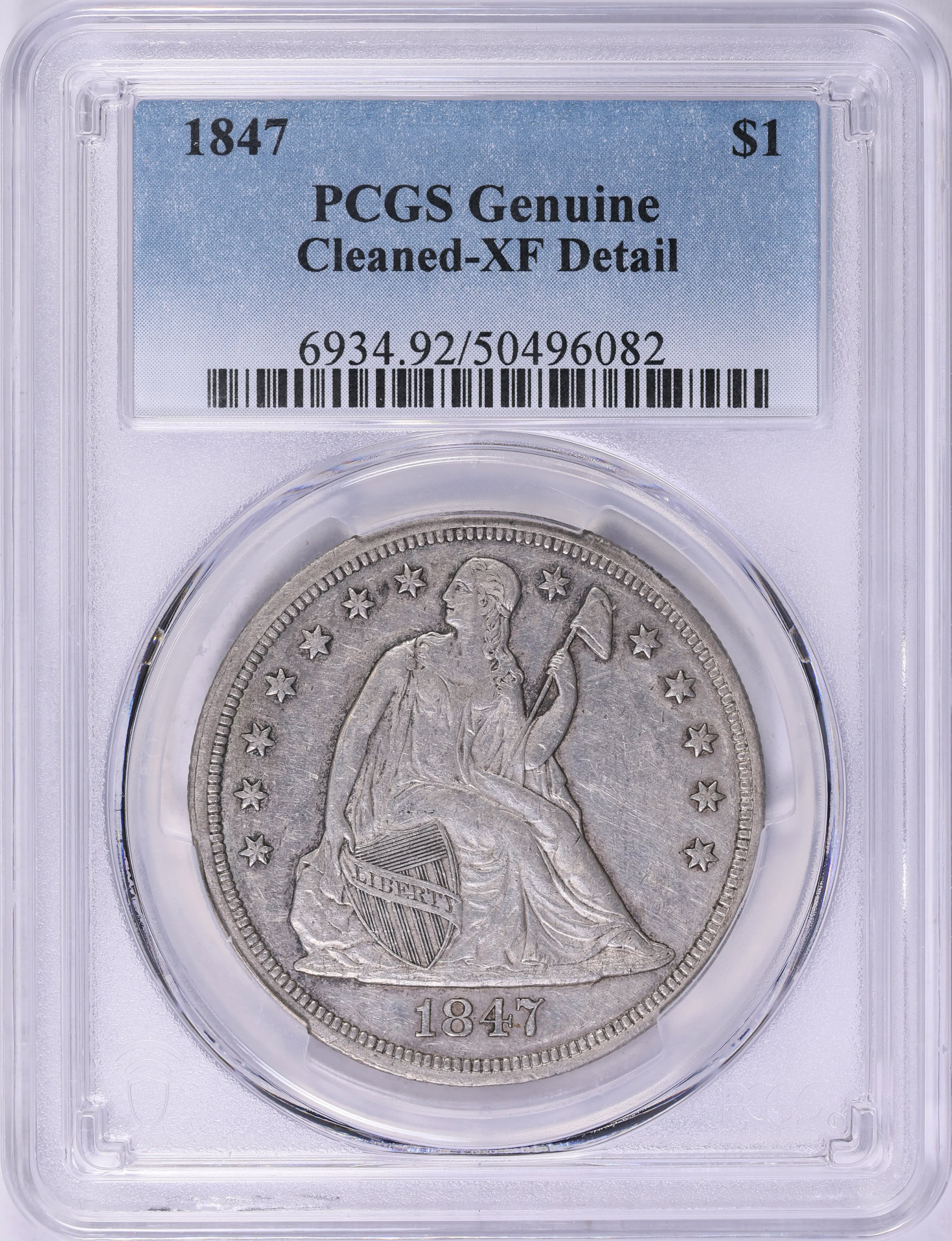 1847 Seated Liberty Silver Dollar PCGS Genuine XF Details (Item 1987325 ...