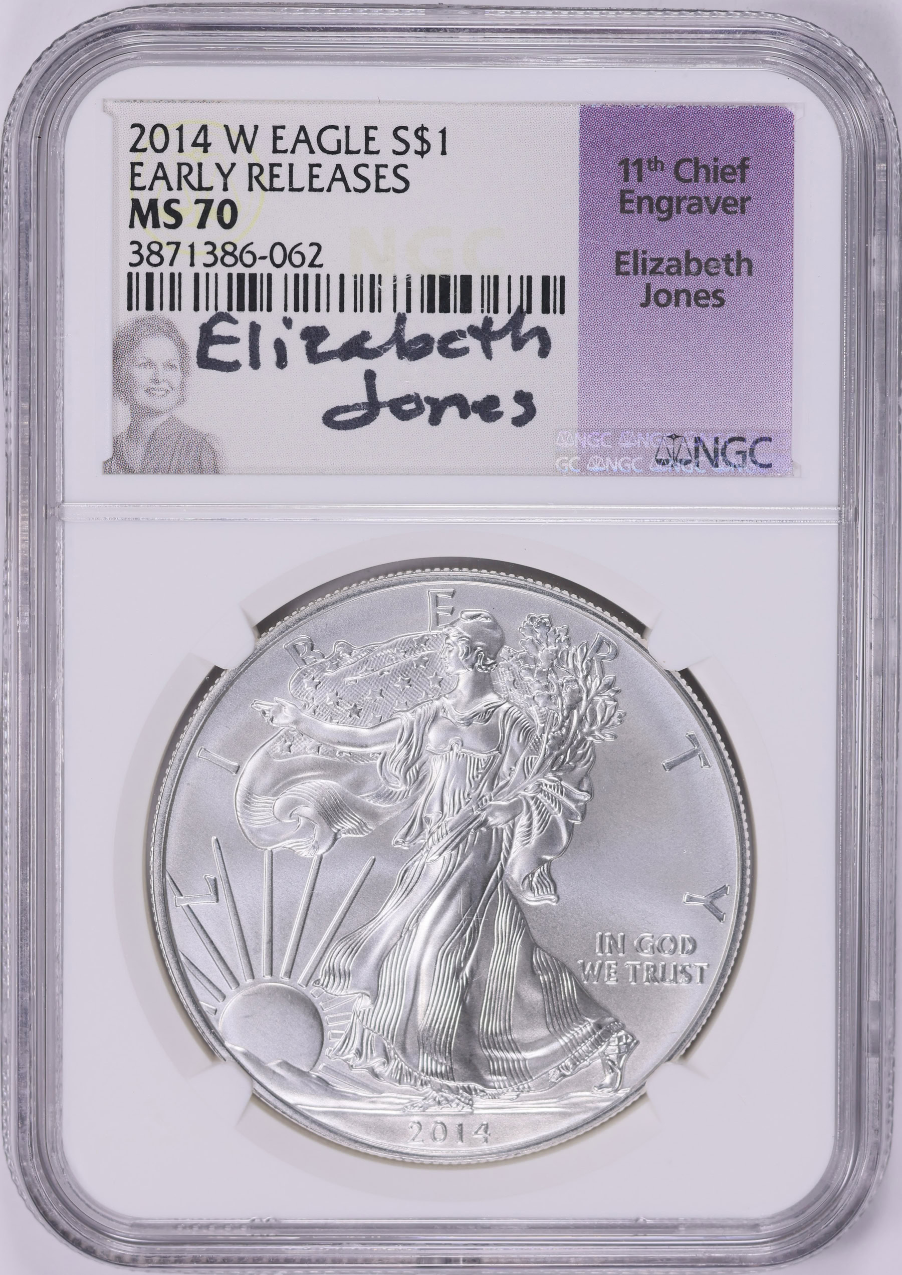 2014-W $1 Silver Eagle Burnished Early Releases NGC MS-70 (Elizabeth ...