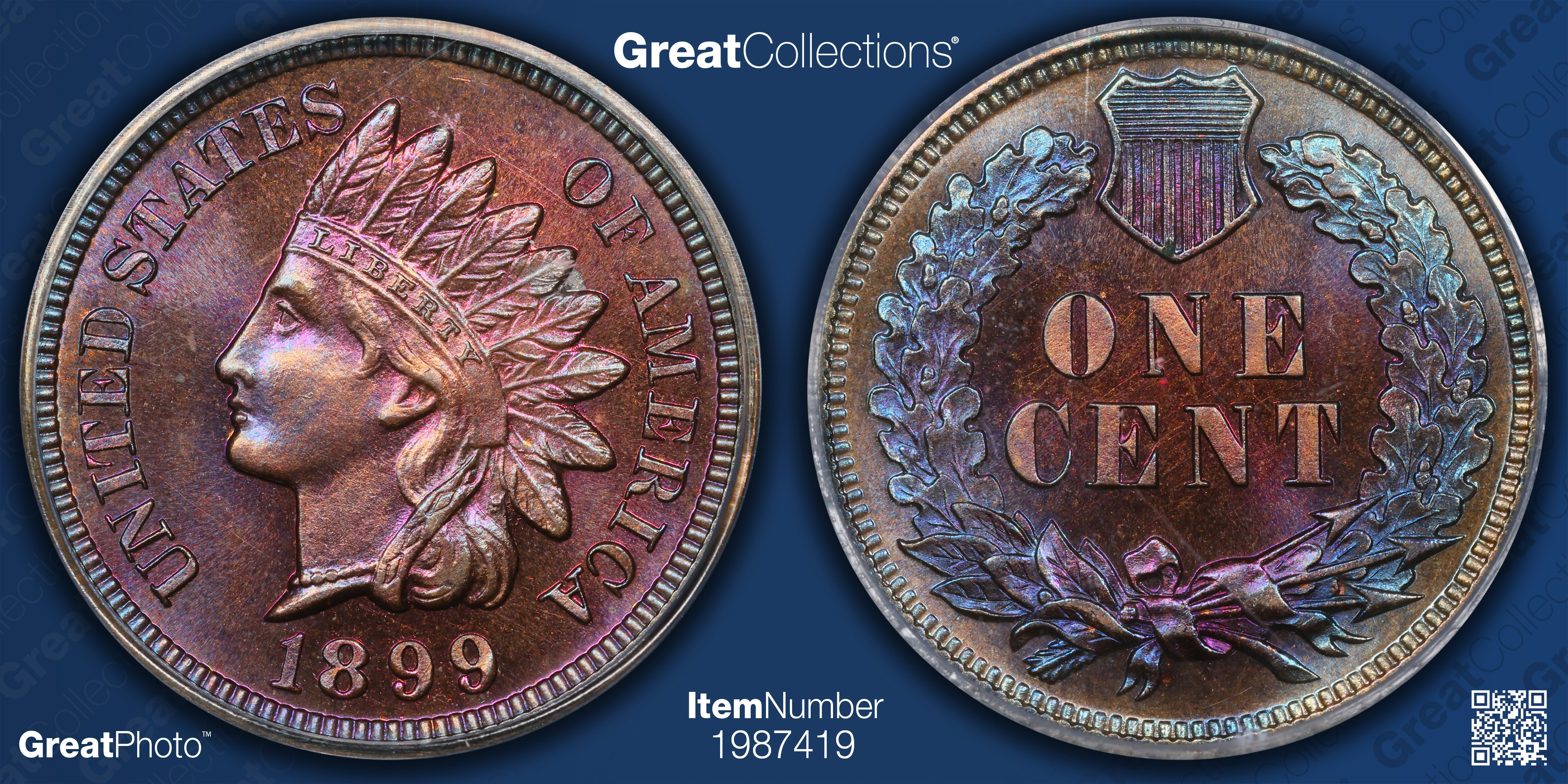 1899 Indian Cent ICG Proof-67 RB (Toned) (Item 1987419 ...