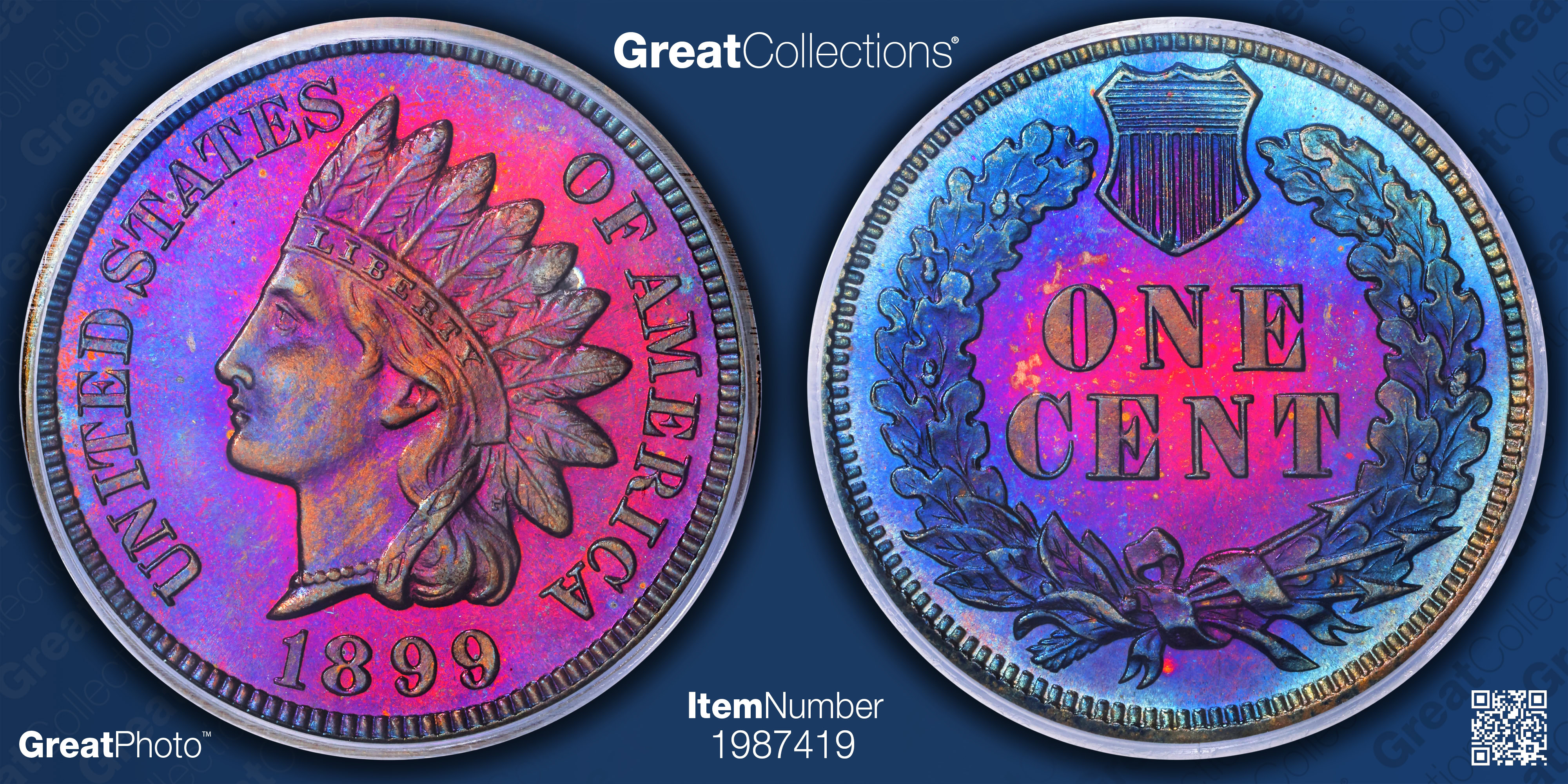 1899 Indian Cent ICG Proof-67 RB (Toned) (Item 1987419 ...