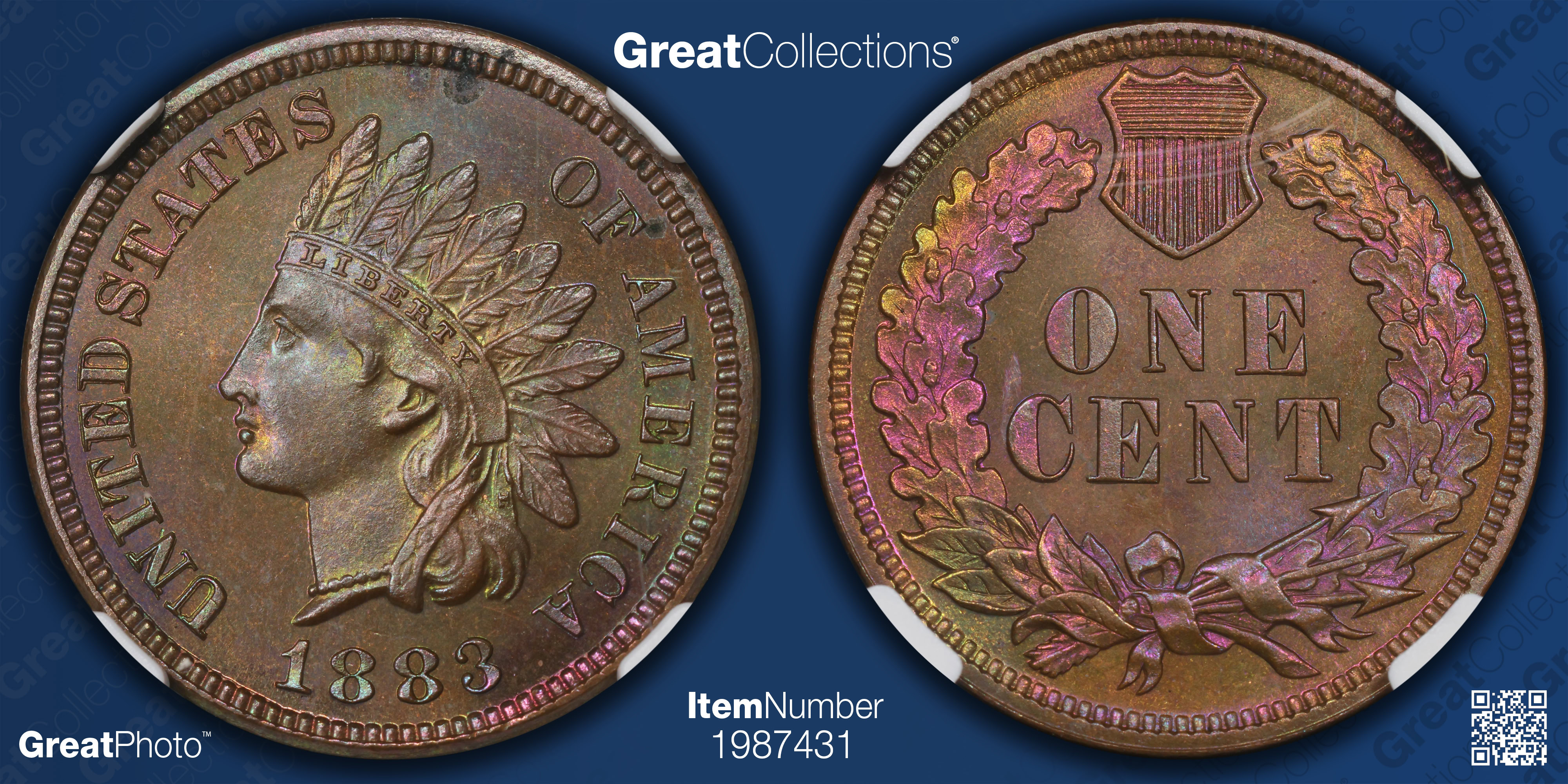 1883 Indian Cent NGC Proof-65 BN (Toned) (Item 1987431 ...